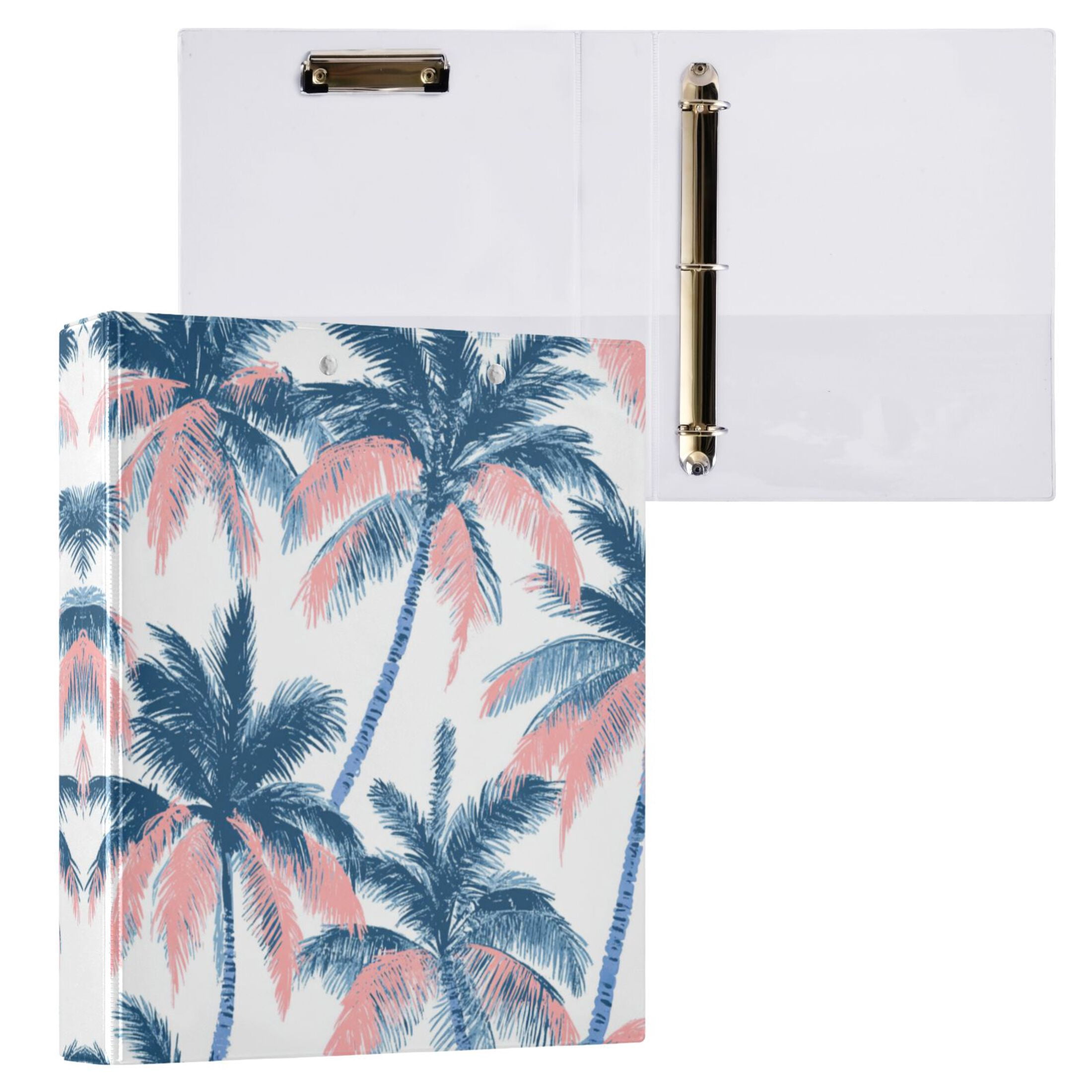 Coral Colors Palm Trees 3 Ring Hardcover Binders 1.5in Round Rings for ...