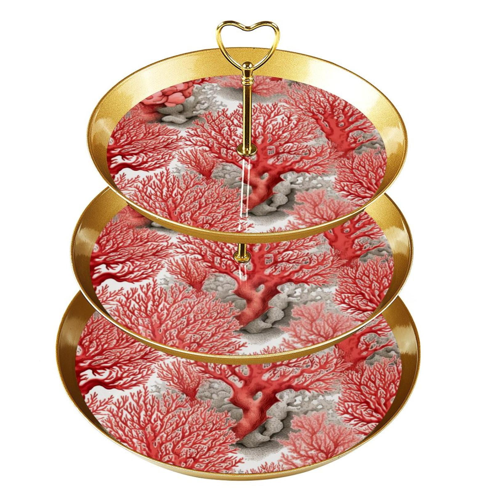 Coral Decorative Dessert Table Plastic Tray with Iron Pillars - 32cm/12 ...