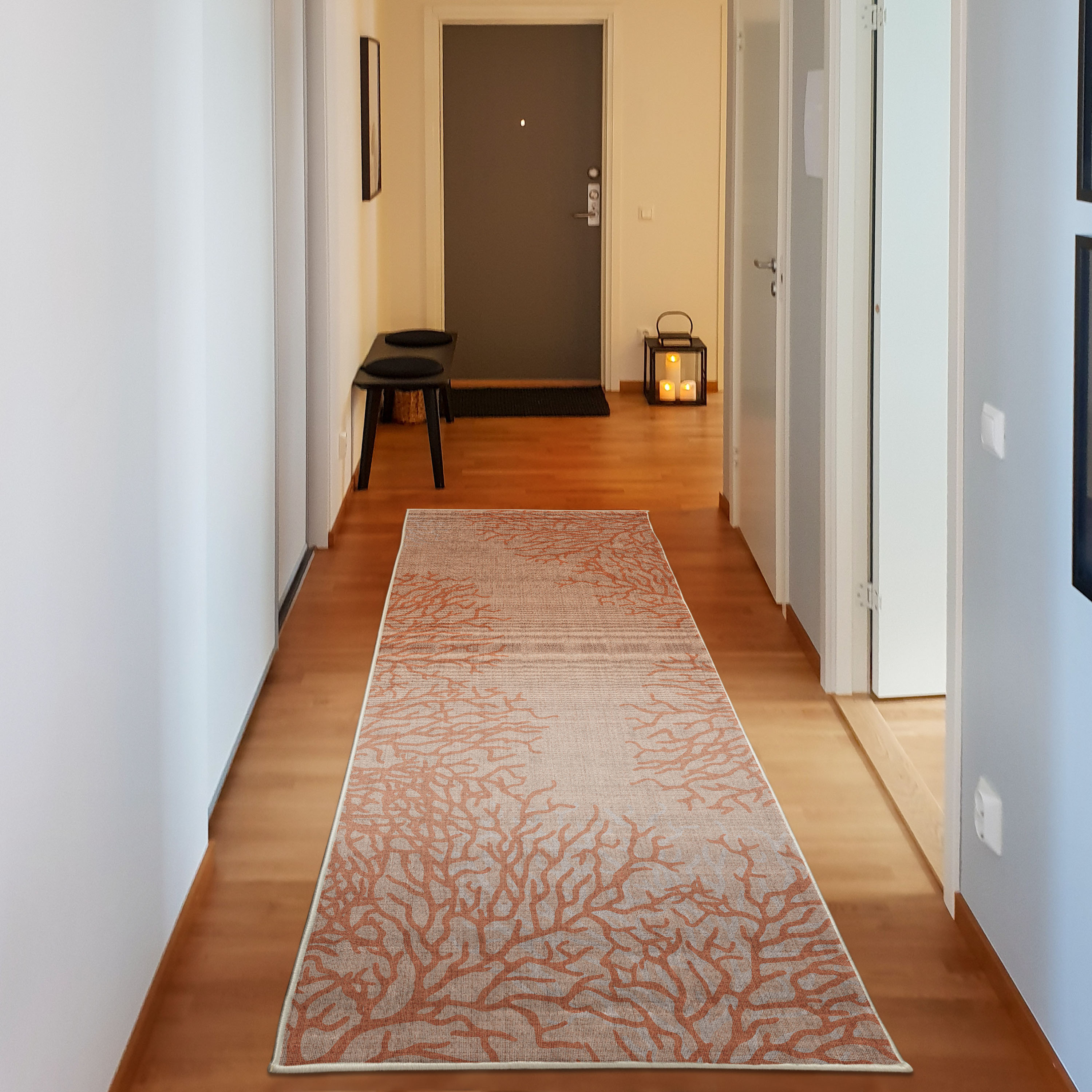 Coral Decorative Rug, Marine Art Print of Leafless Branch Look Reef ...