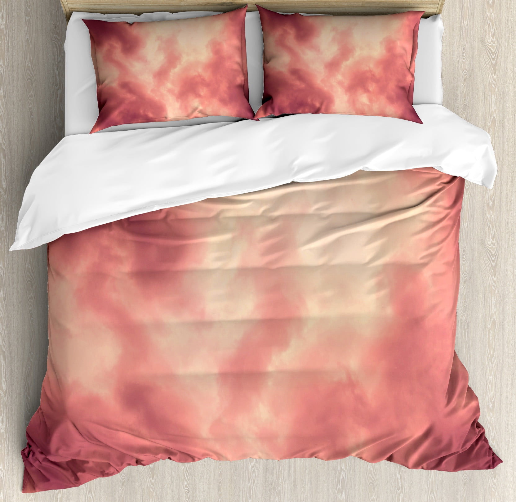 Coral Duvet Cover Set, Majestic Evening Sky Cloudscape Soft Dreamy ...
