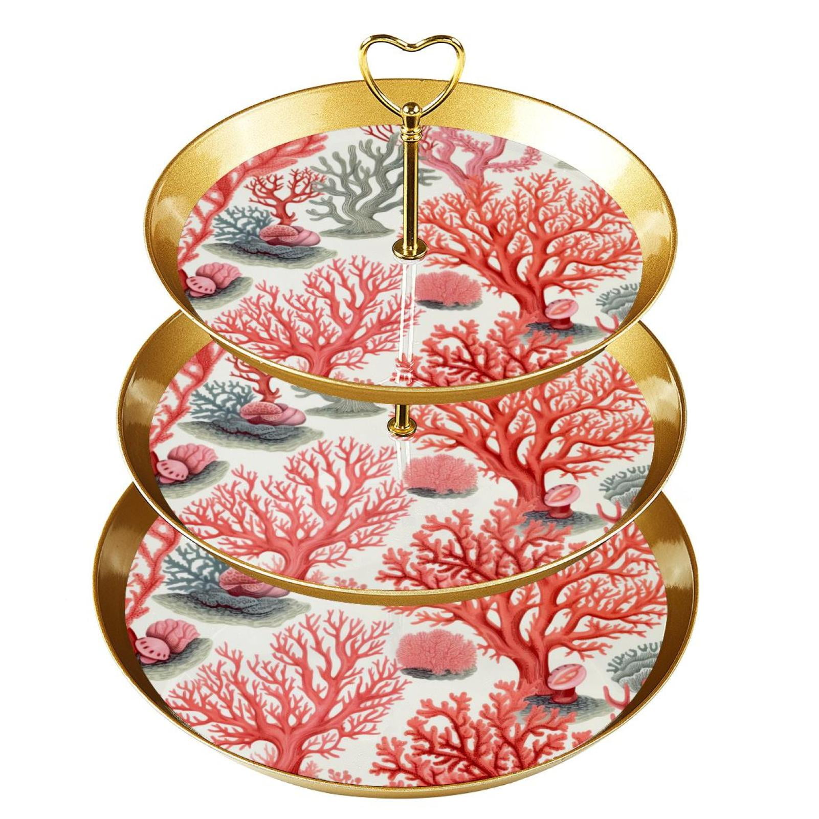 Coral Elegant Cupcake Stands with Plastic Discs and Iron Pillars for ...