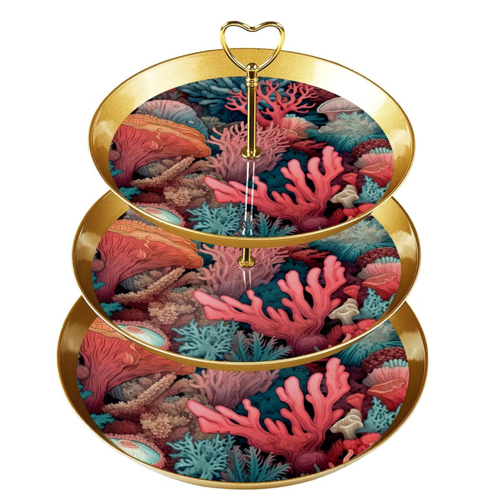 Coral Elegant Plastic Dessert Table Storage Rack with Iron Pillars ...