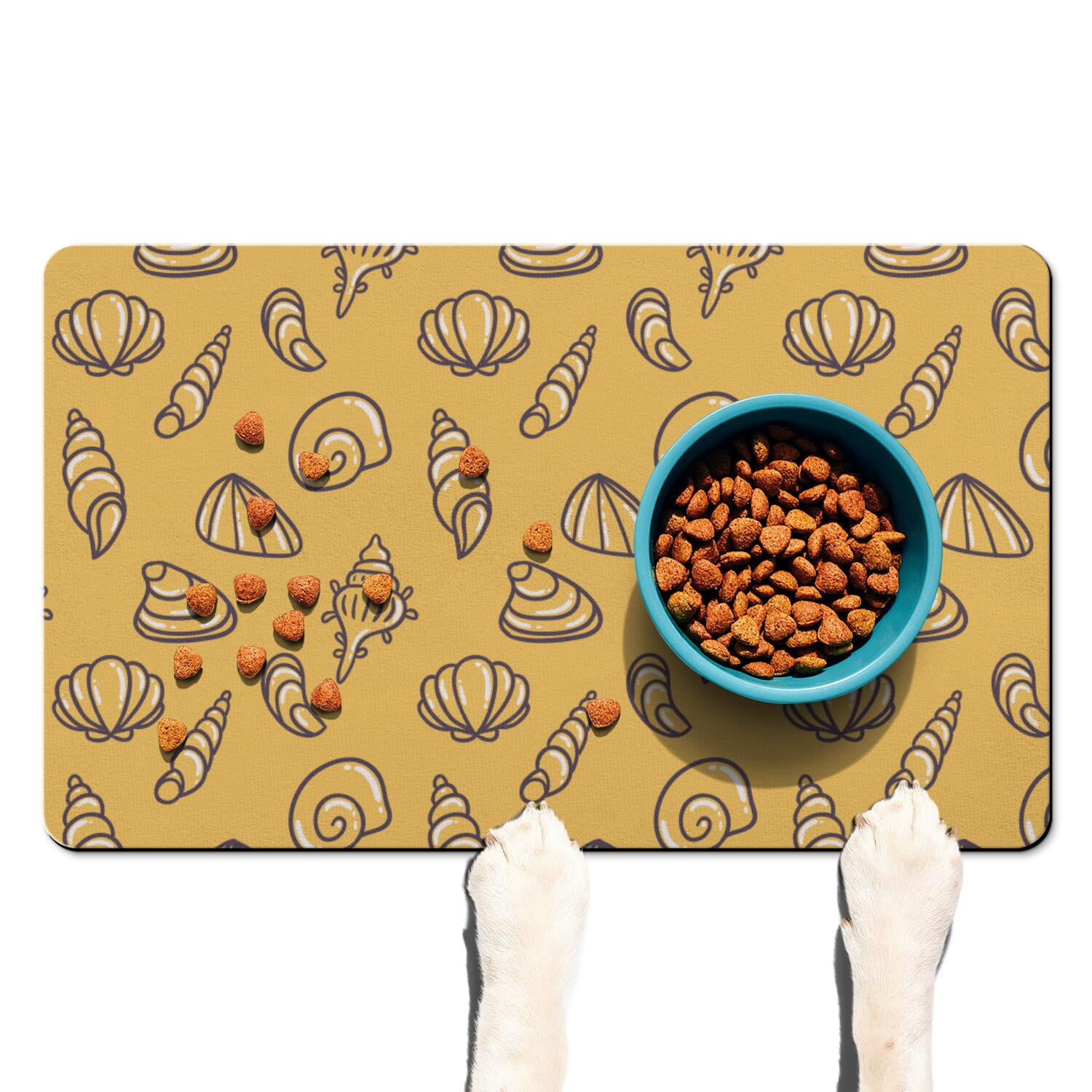 Coral Fish Cute Seashell Dog Food Mat – Nautical Beach Tropical ...