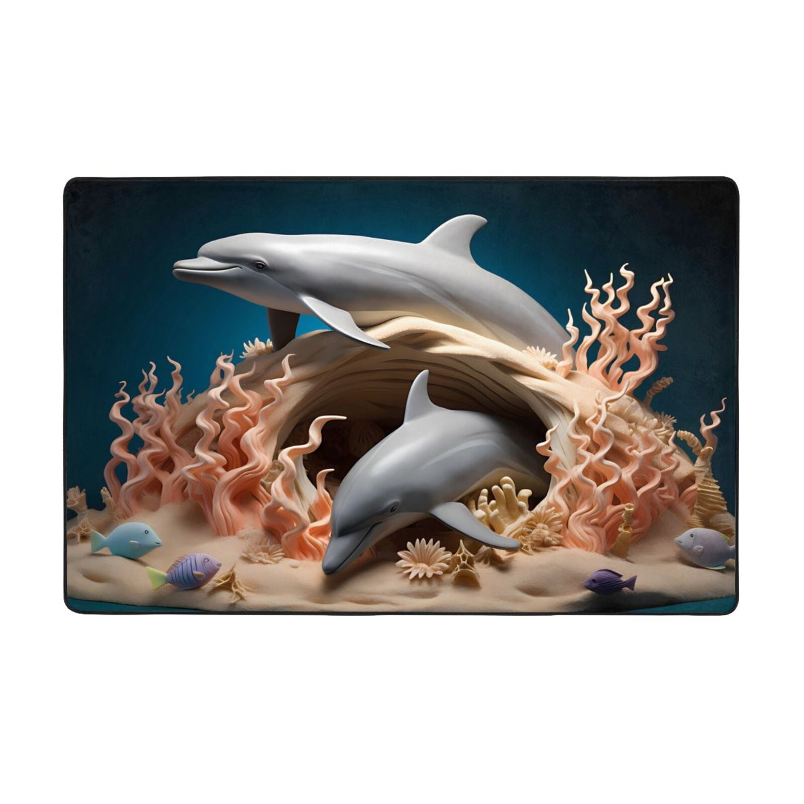 Coral Fish Dolphin Indoor Door Mat, Bedroom Rug & Carpets Entryway Rug ...
