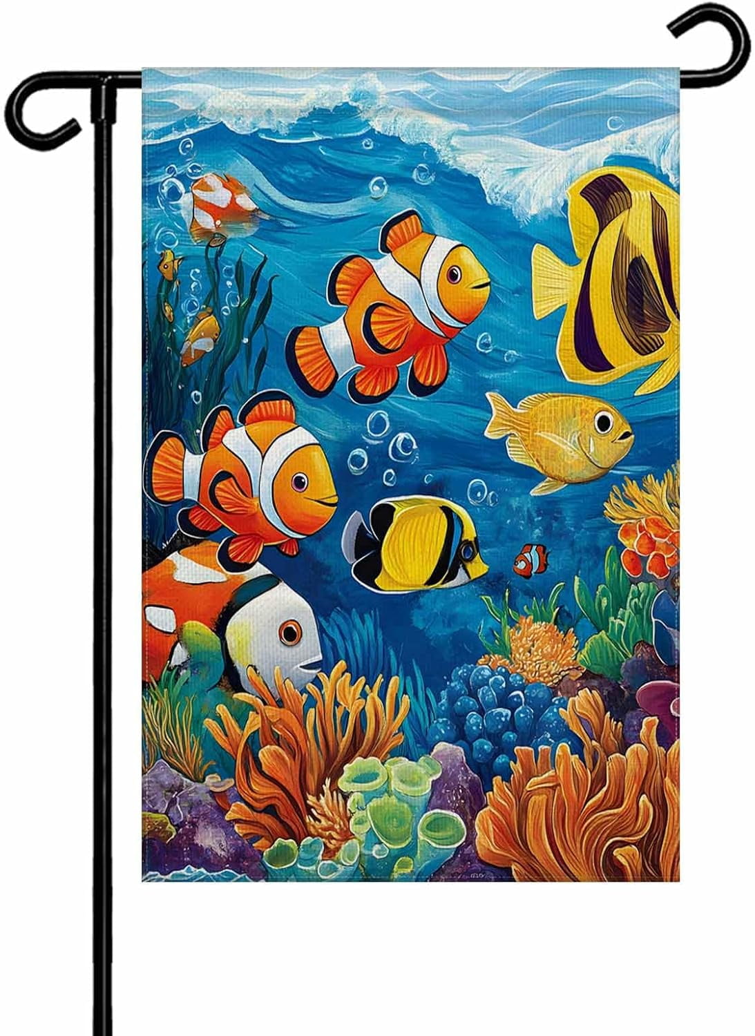 Coral Fish Garden Flag 12x 18 Double Side, Blue Marine Underwater ...