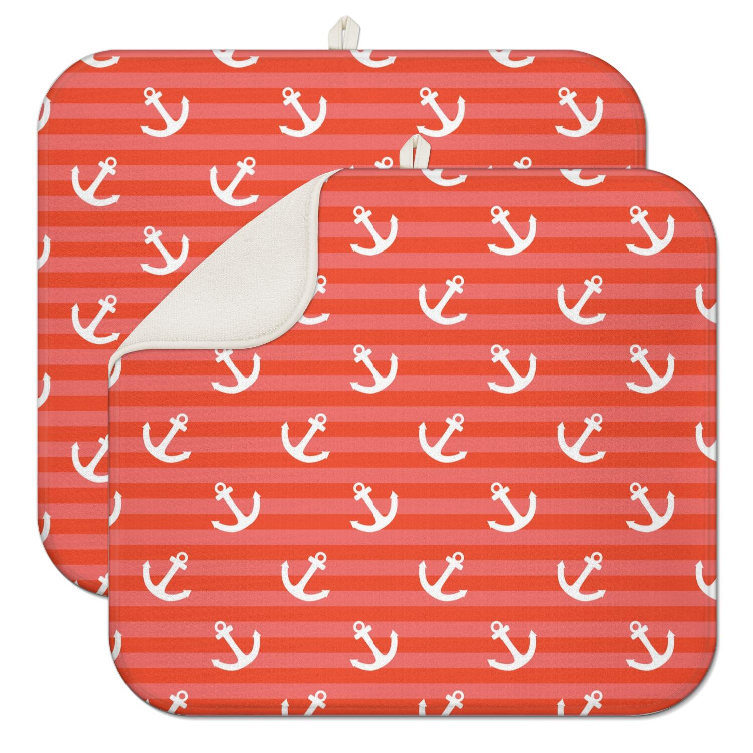 Coral Fishing Coffee Mat Nautical Anchor Boat Sea Seaside Coastal ...