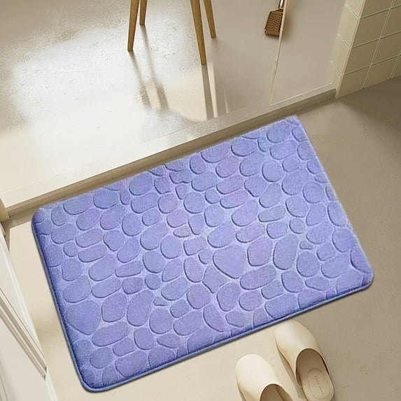 Coral Fleece Embossed Stone Pattern Bath Rug, Memory Foam Bathroom Mat ...