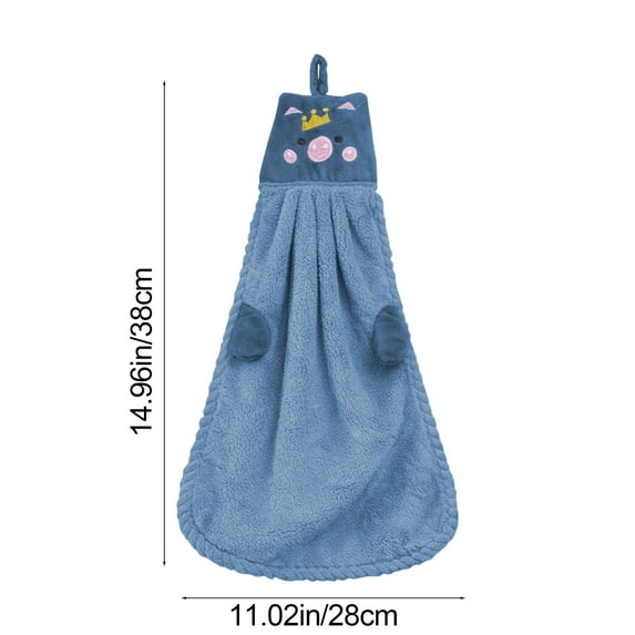 Coral Fleece Hanging Hand Towels, Piglet Style Solid Color, Soft ...