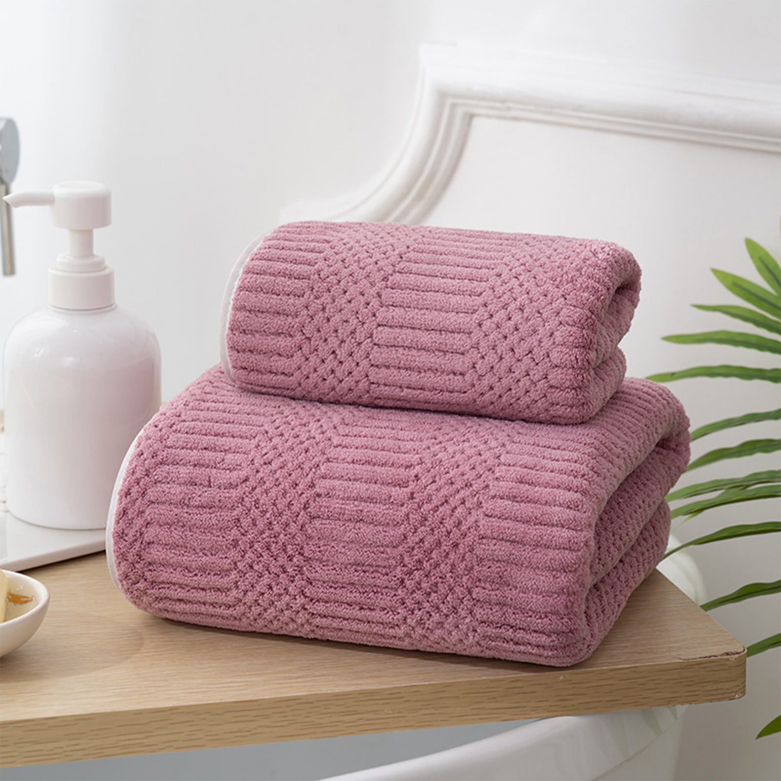 Coral Fleece Towel Set 2-Piece | Soft Absorbent Bath & Face Towels | 5 ...