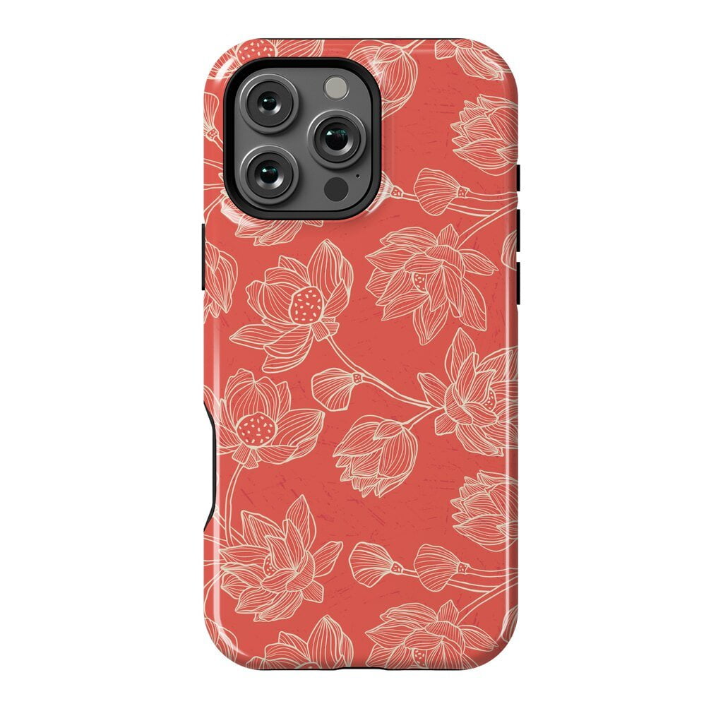Coral Floral Linework Art Phone Case for iPhone 16 15 14 13 12 11 Pro ...