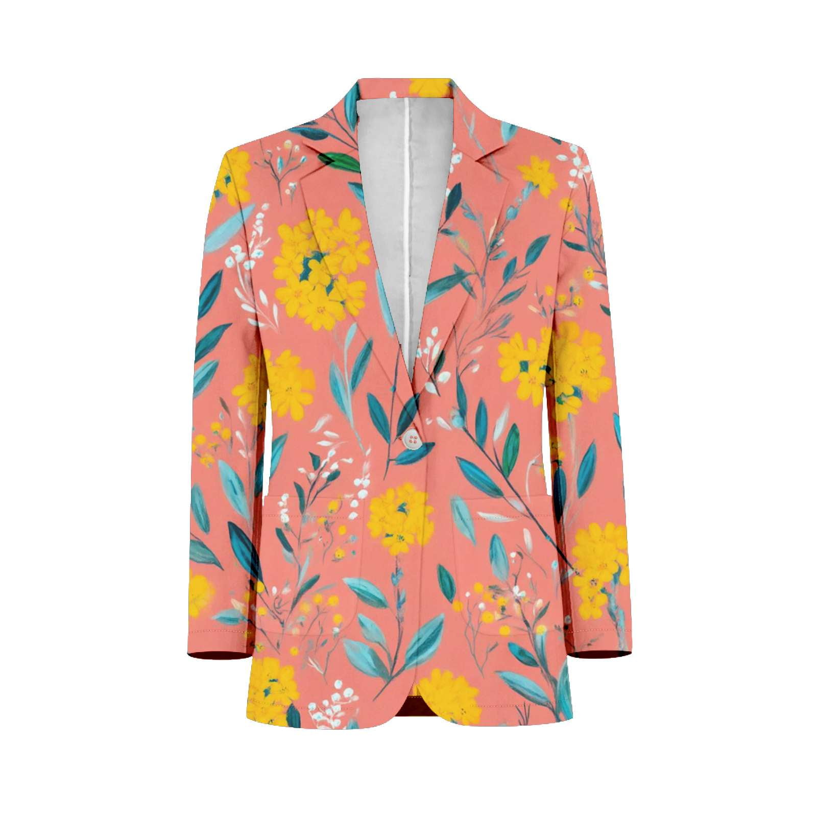 Coral Floral Painted Seamless Pattern Mens Suits Shawl Collar Slim Fit ...