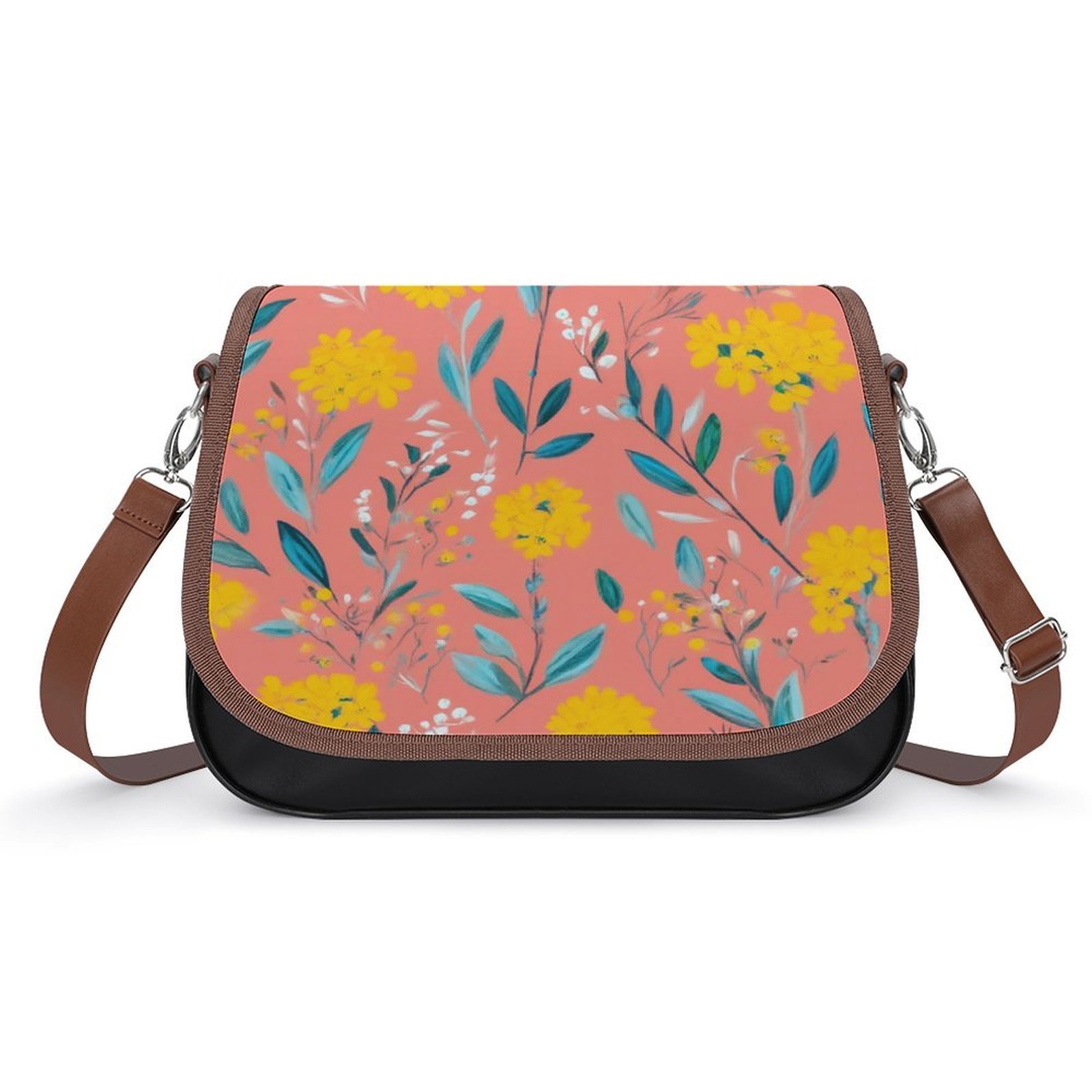 Coral Floral Painted Seamless Pattern Vintage Crossbody Bag For Women ...