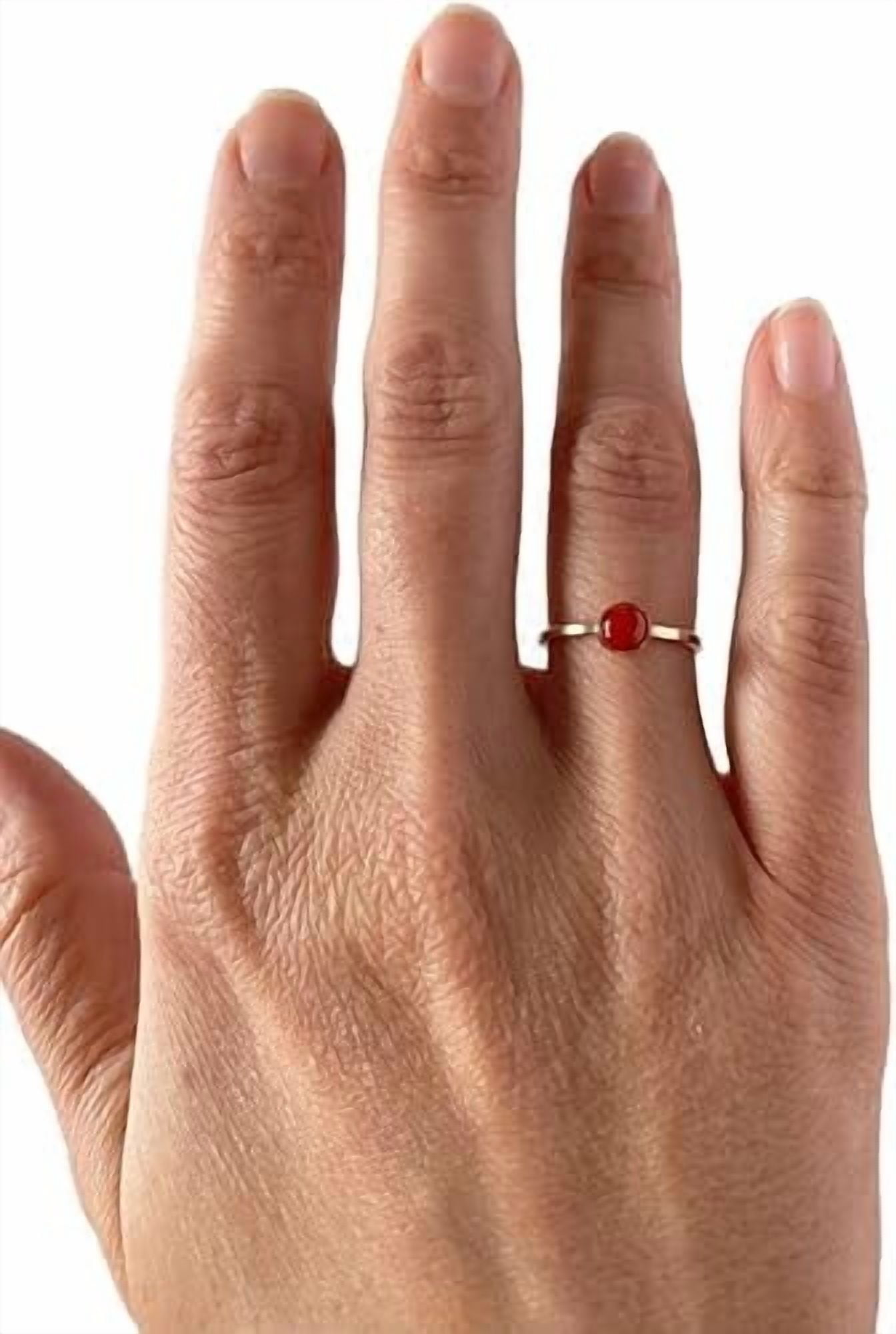 Coral Gemstone ring, Natural Coral Tiny ring, Aries birthstone, womens ...