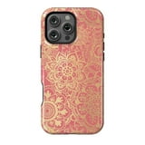 Coral Gold Mandala Decorative Art iPhone Case 17 16 15 14 13 12 11 Pro ...
