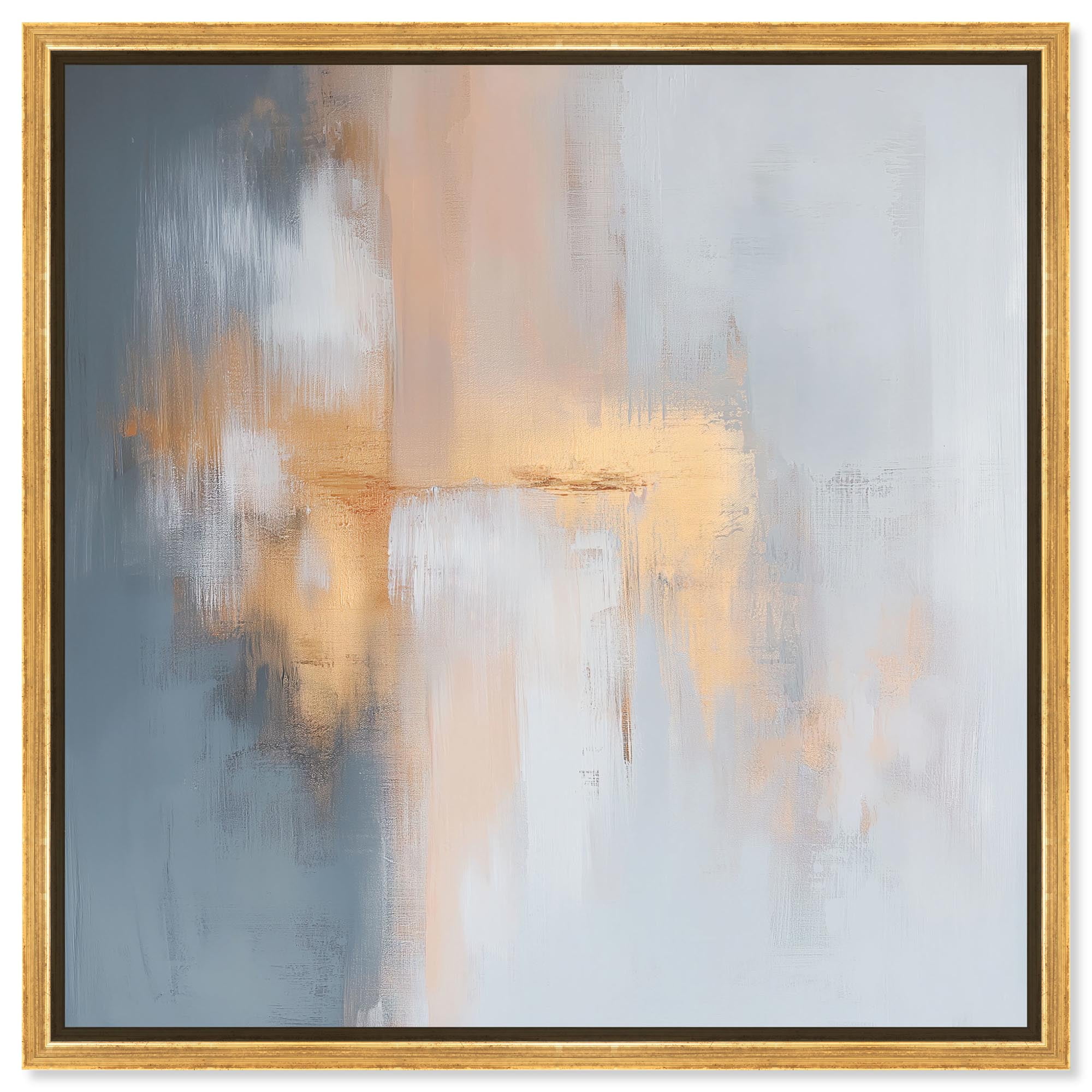 Coral Hues Canvas Coastal Abstracts by Art Remedy, Gold Frame, 12 x 12 ...