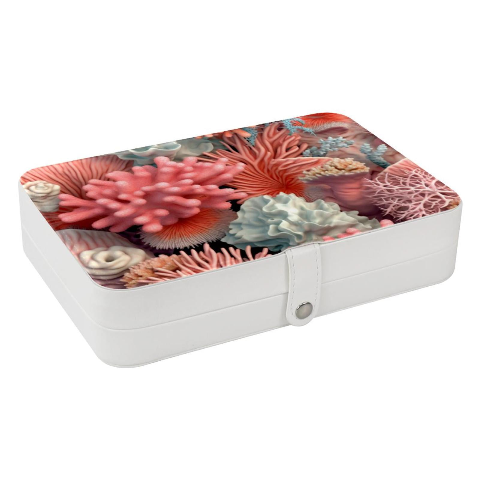 Coral Jewelry Boxes PU Leather Necklace Holder Travel Organizer with ...