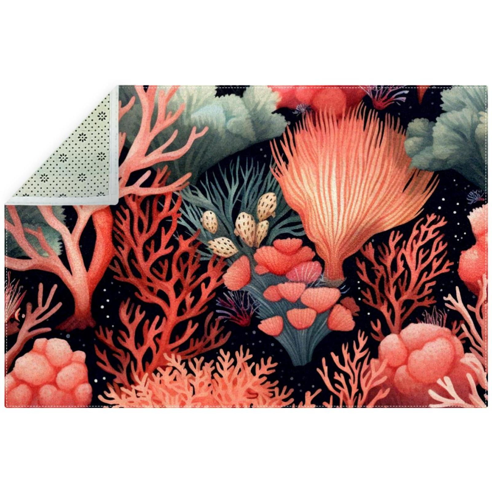 Coral Kitchen Mat | Comfortable Polyester Floor Mat for Standing ...