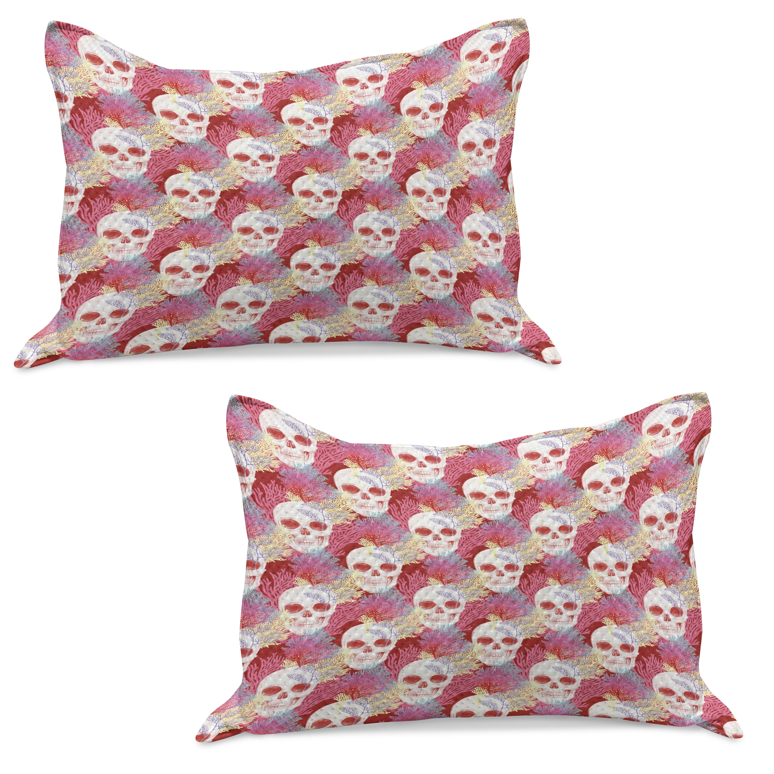 Coral Knitted Quilt Pillowcover Set of 2, Double Exposured Graphic ...