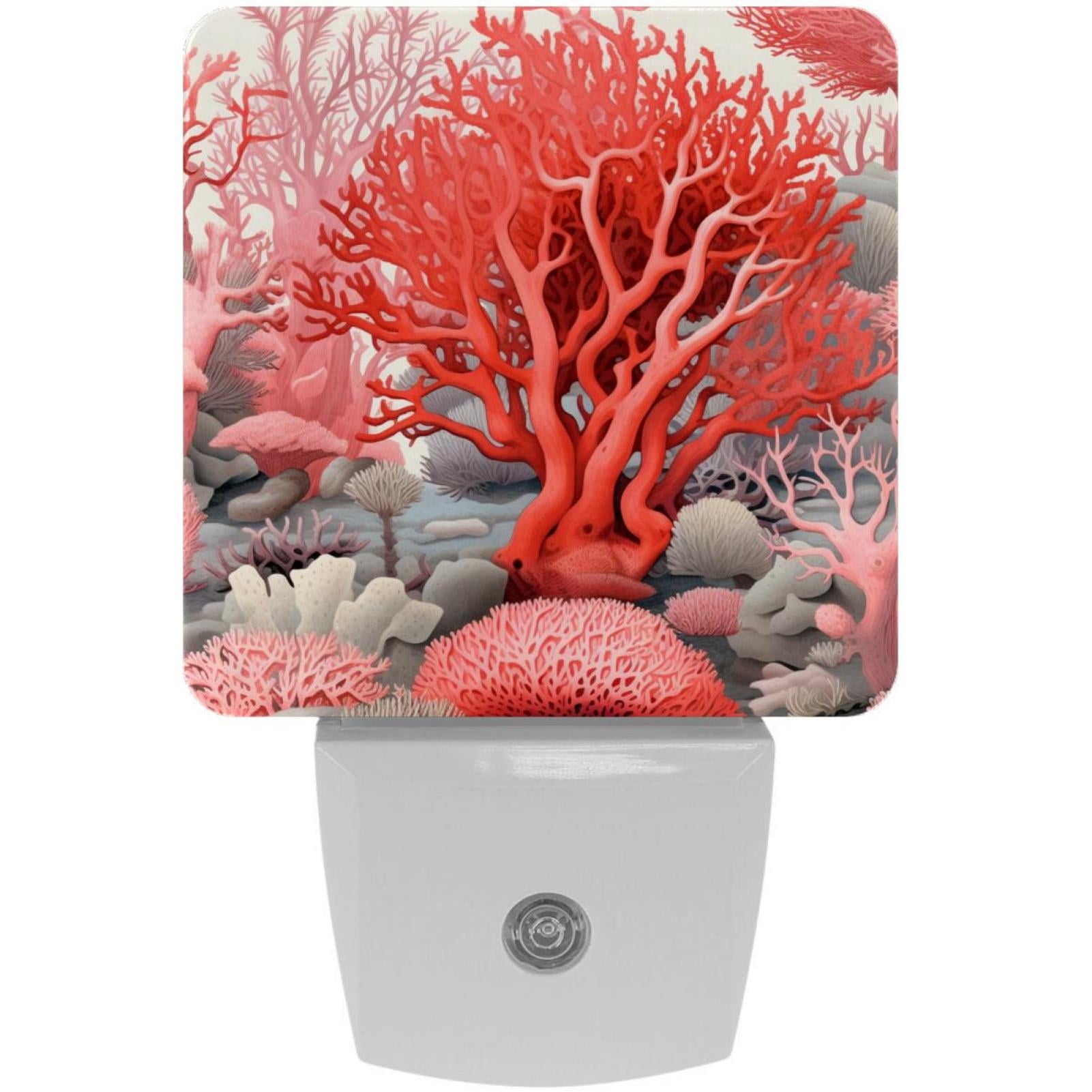 Coral LED Square Night Lights - Energy Efficient Bedside Lamp with Soft ...