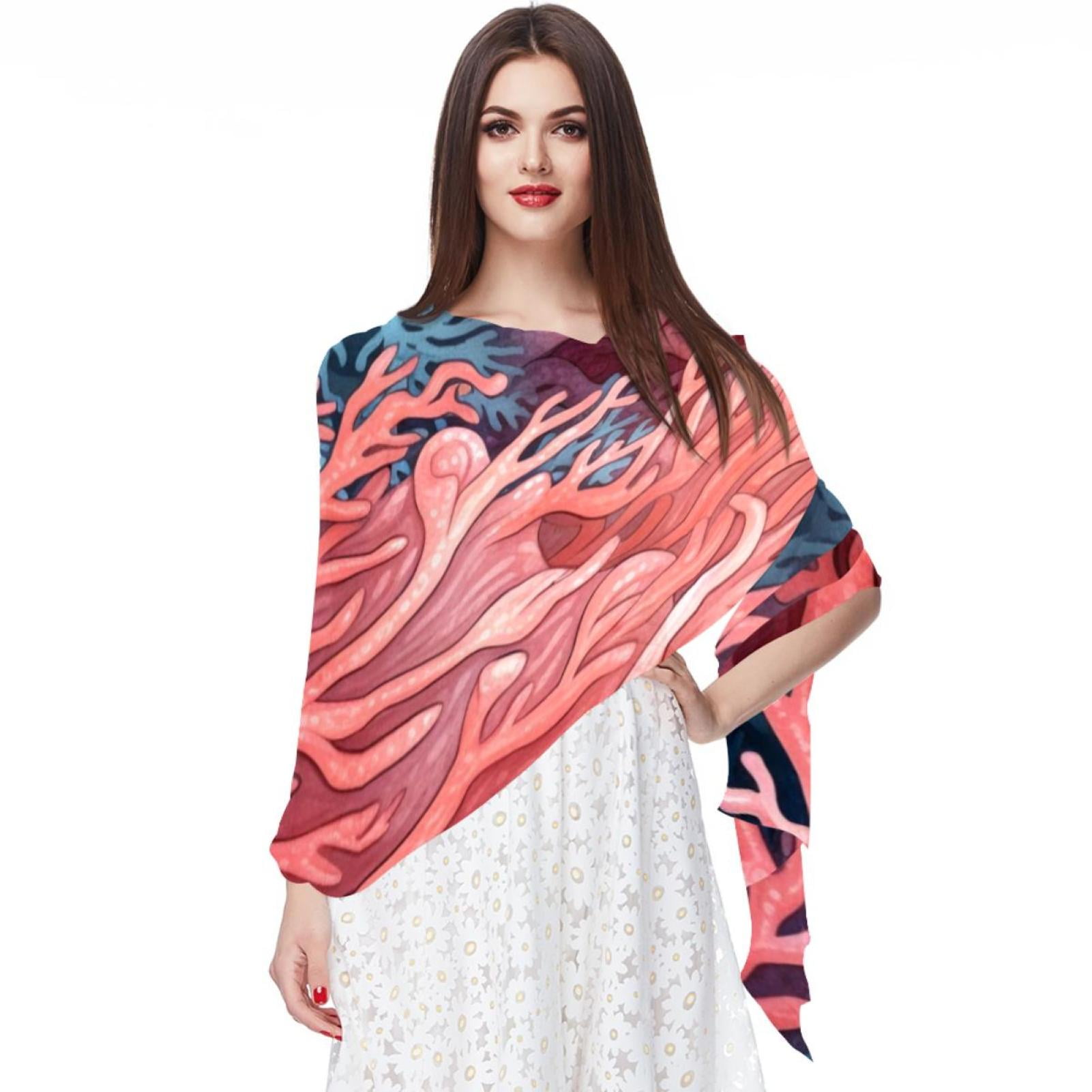 Coral Light and Breathable Chiffon Yarn Silk Scarf - Translucent 180*73 ...