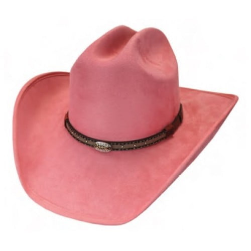 Coral Maverick Suede Cowboy Crown Hat with a Leather Trim Hat Band ...