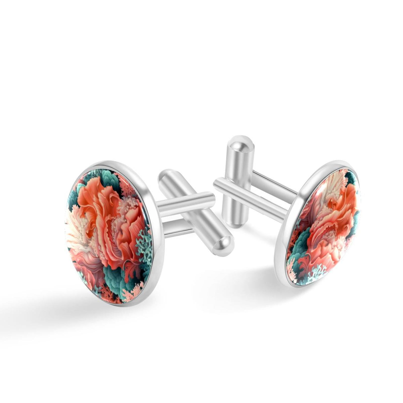 Coral Men's Cufflink Set in Stainless Steel for Formal Attire and ...