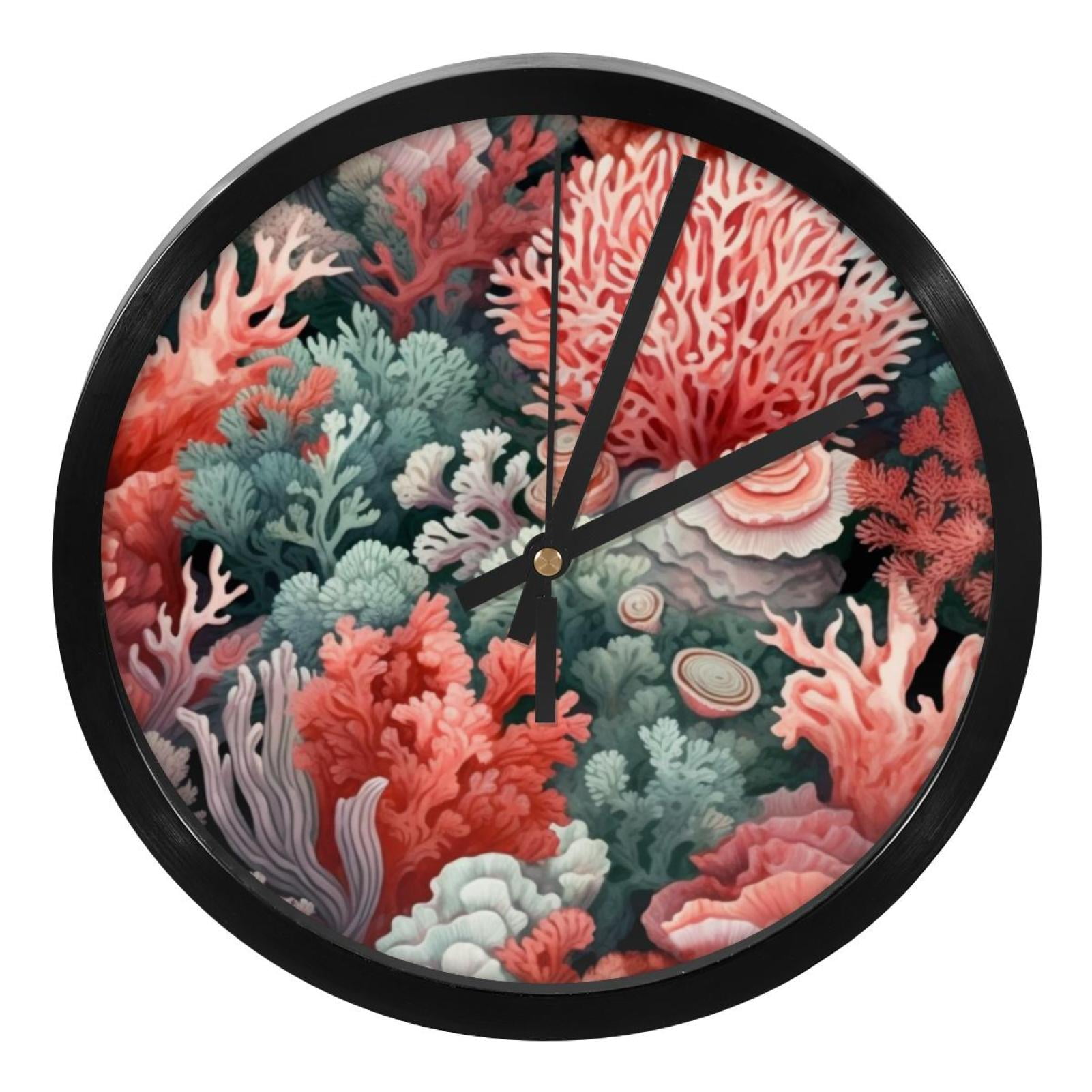 Coral Modern Wall Clock, 9.8 Inches, Silent Non-Ticking Round Digital ...