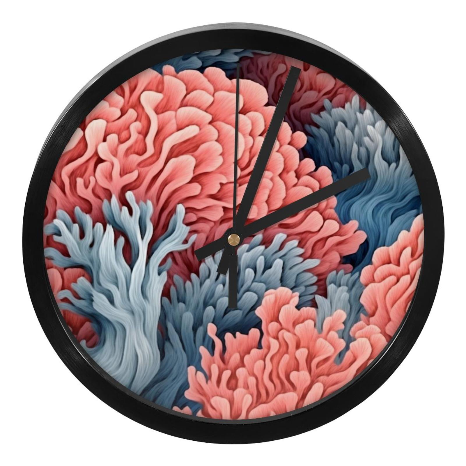 Coral Modern Wall Clock, 9.8 Inches, Silent Non-Ticking Round Digital ...