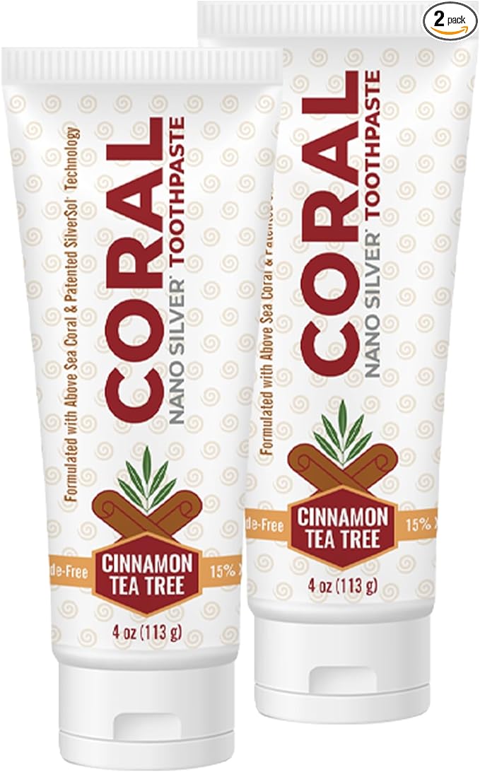 Coral Nano Silver Cinnamon Tea Tree Toothpaste, Natural Fluoride Free ...