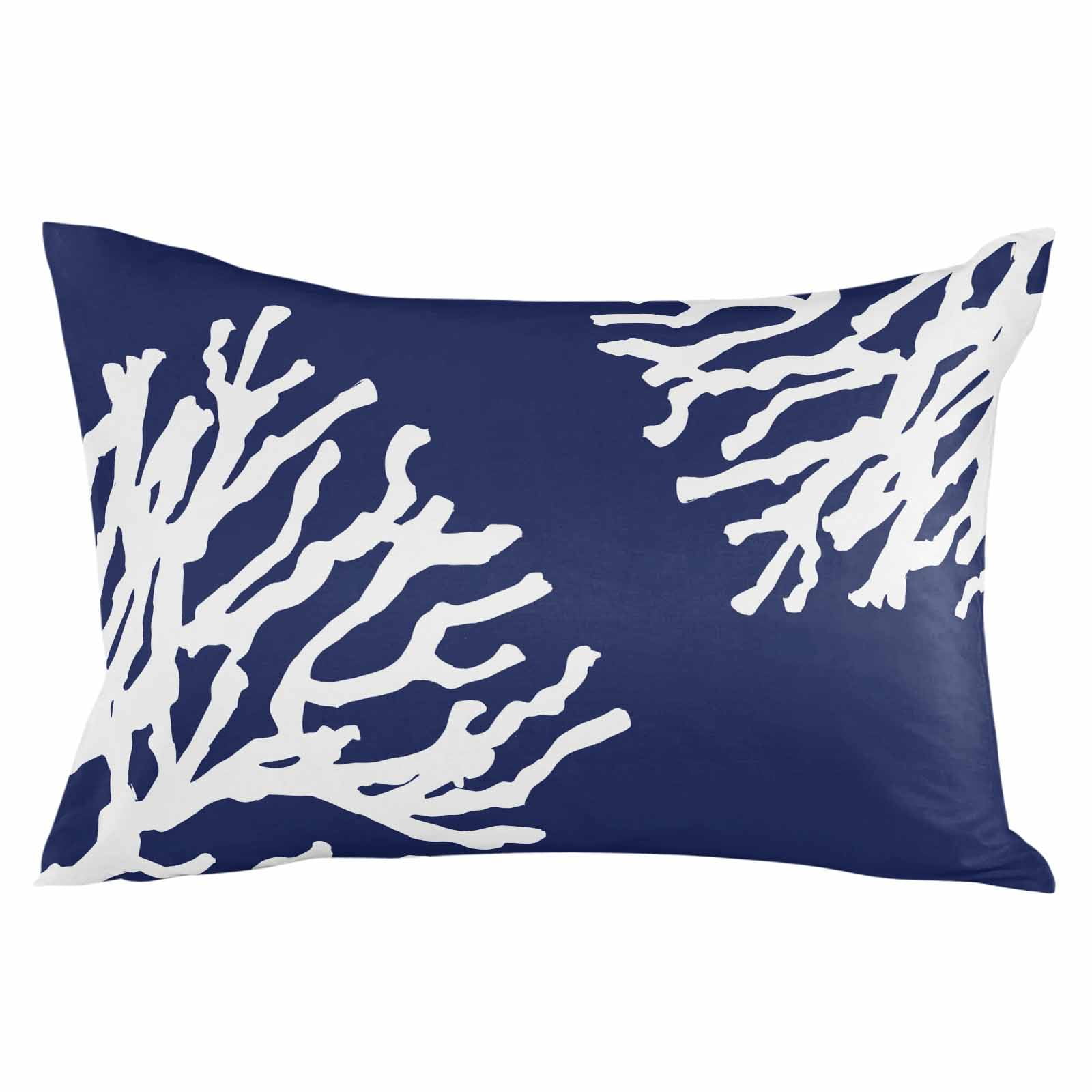 Coral Navy Blue Throw Pillow Cover 20 x 36 Inch Decorative Pillow Cover ...
