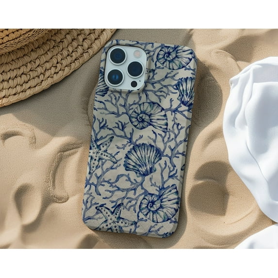 Coral Ocean Glow Phone Case Blue Coastal Collage for iPhone 17 through ...