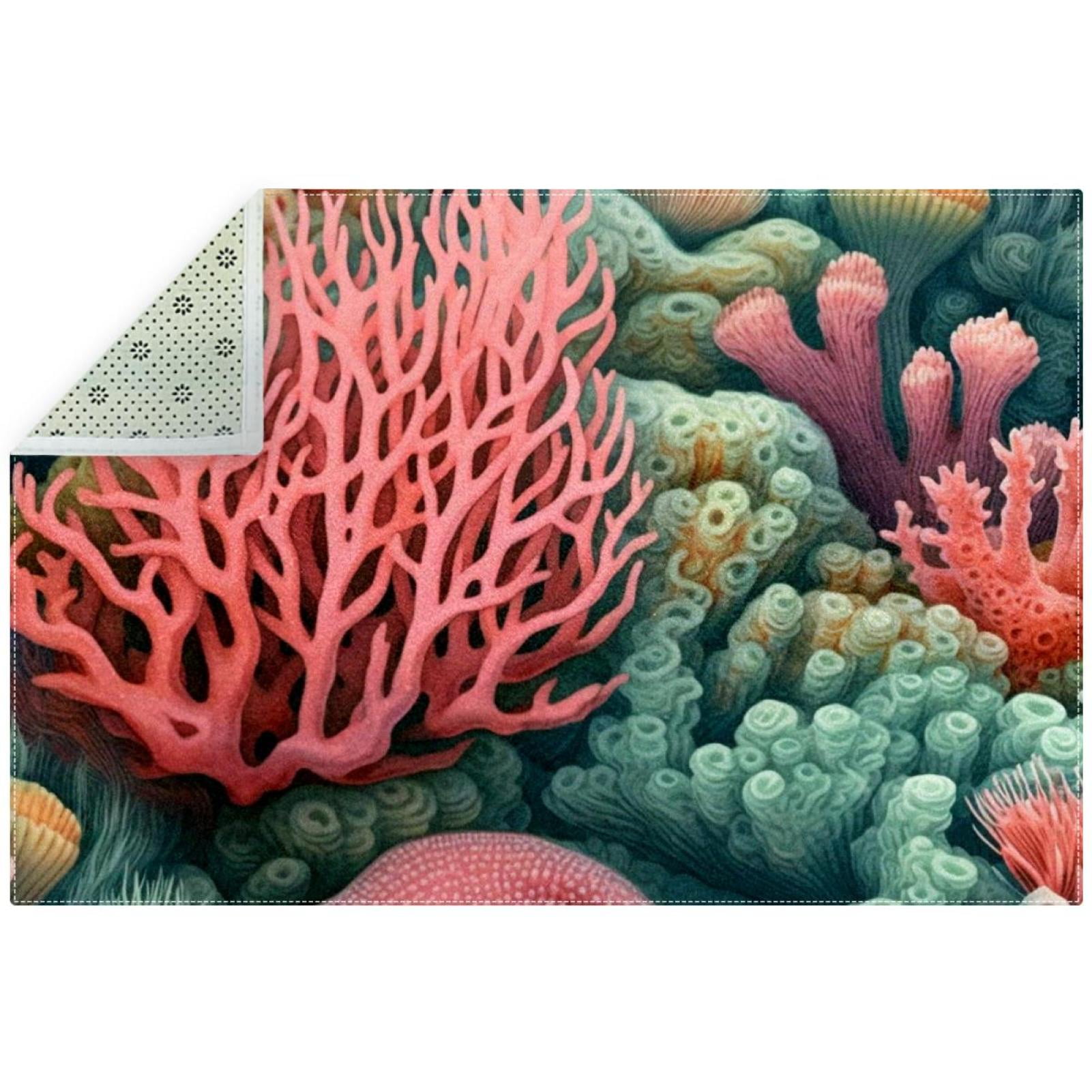 Coral Office Mat with Right-Angle Design - Polyester Floor Mat for ...