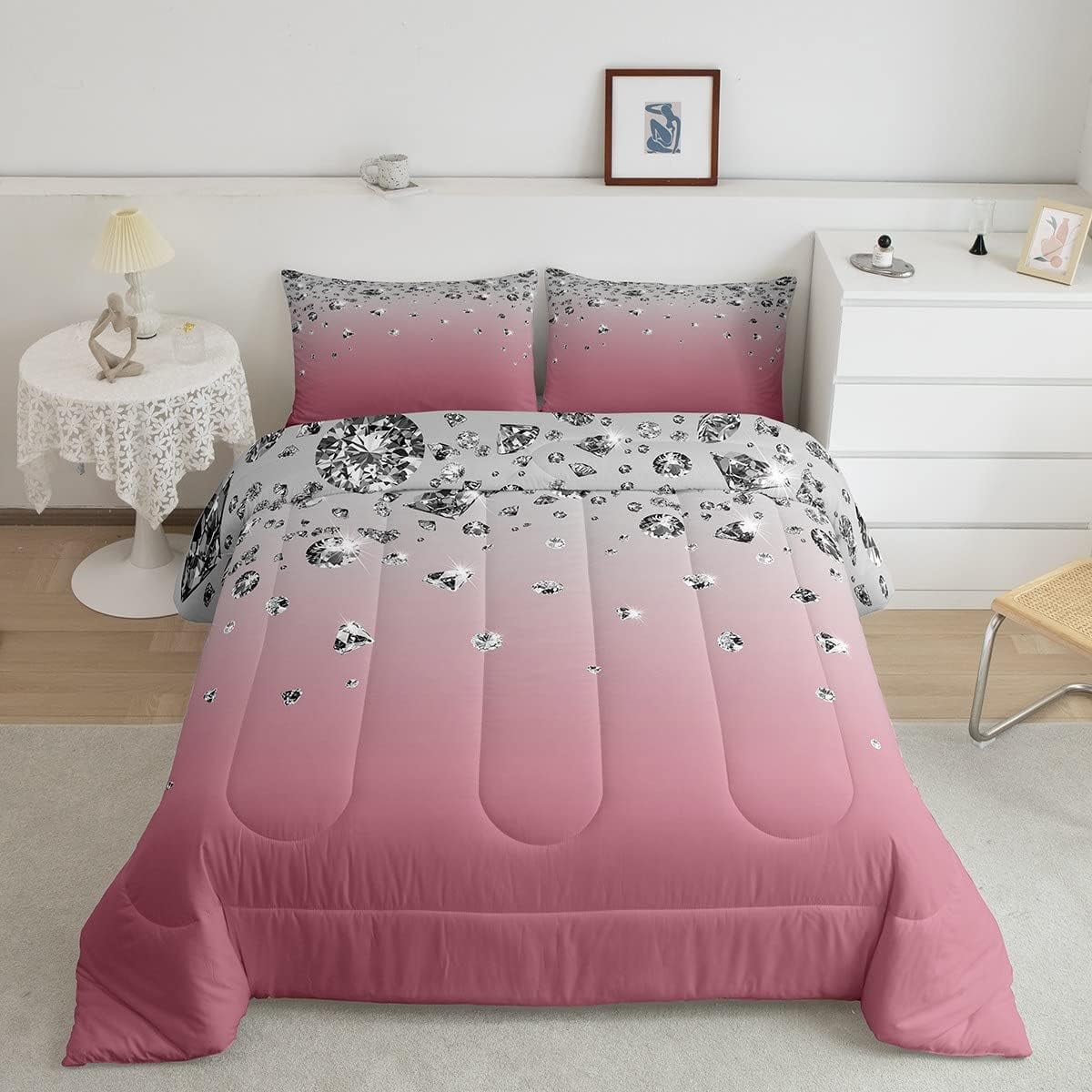 Coral Ombre Twin Comforter Set for Girls Coral Gradient Color Bedding ...