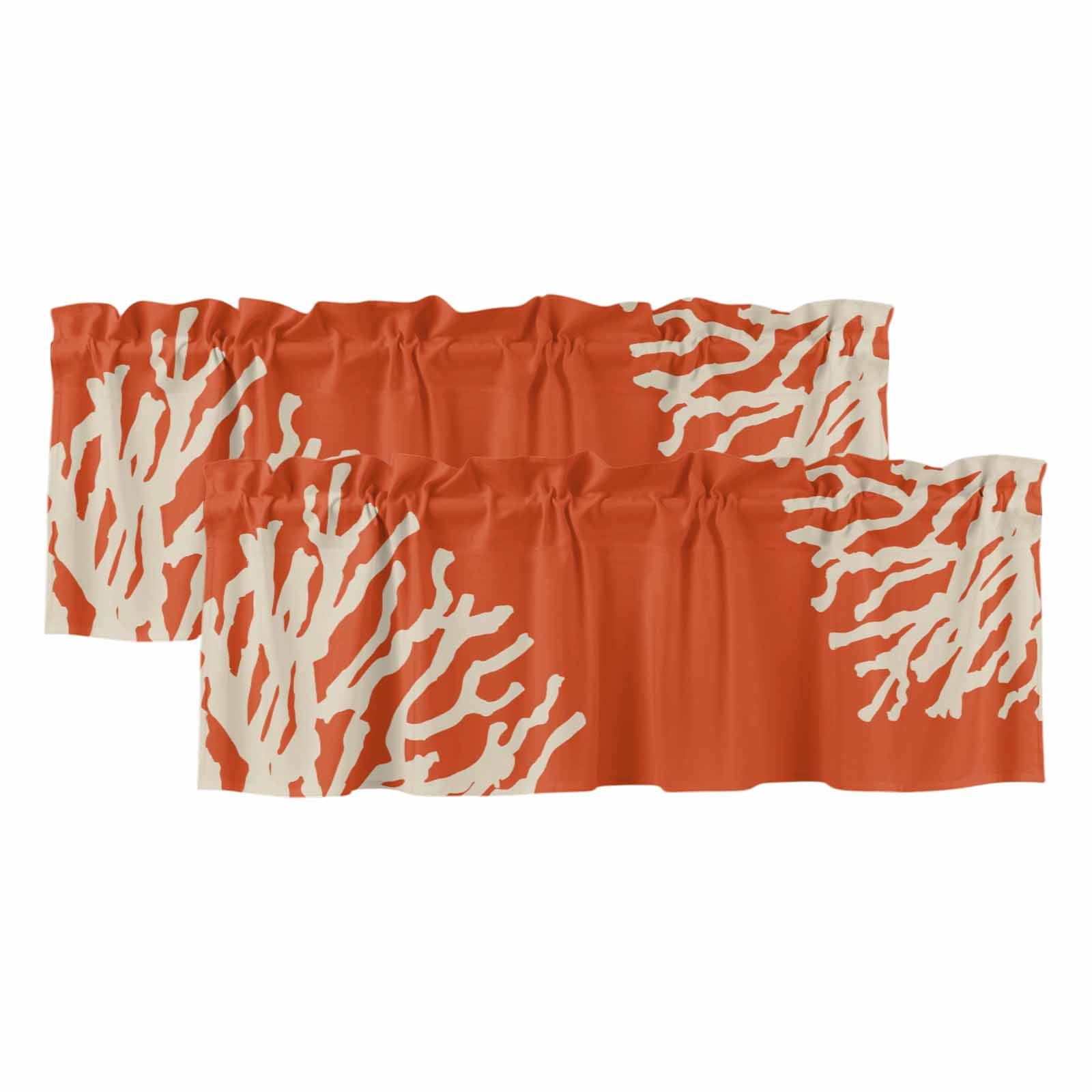 Coral Orange Curtain Valances for Windows, Kitchen Valance Window ...