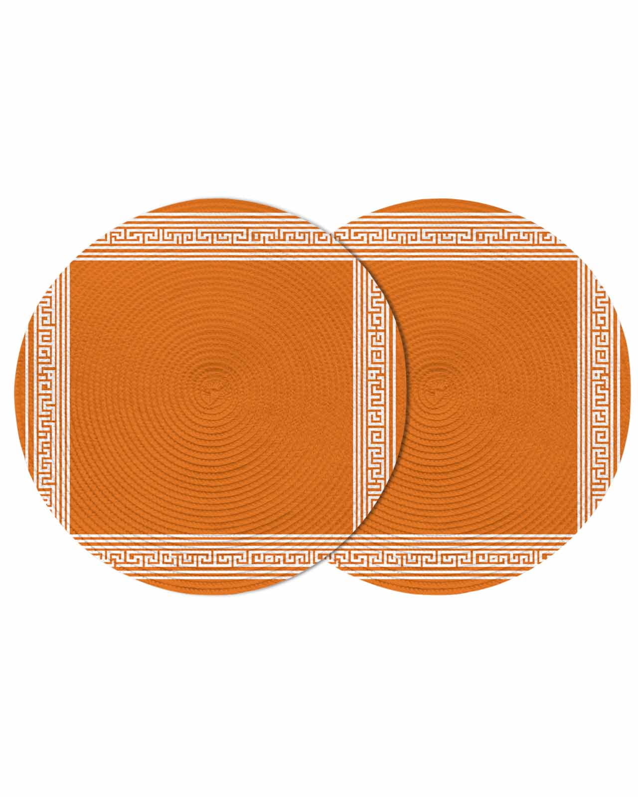 Coral Orange Greek Key Pattern Round Table Placemats set of 2 ...