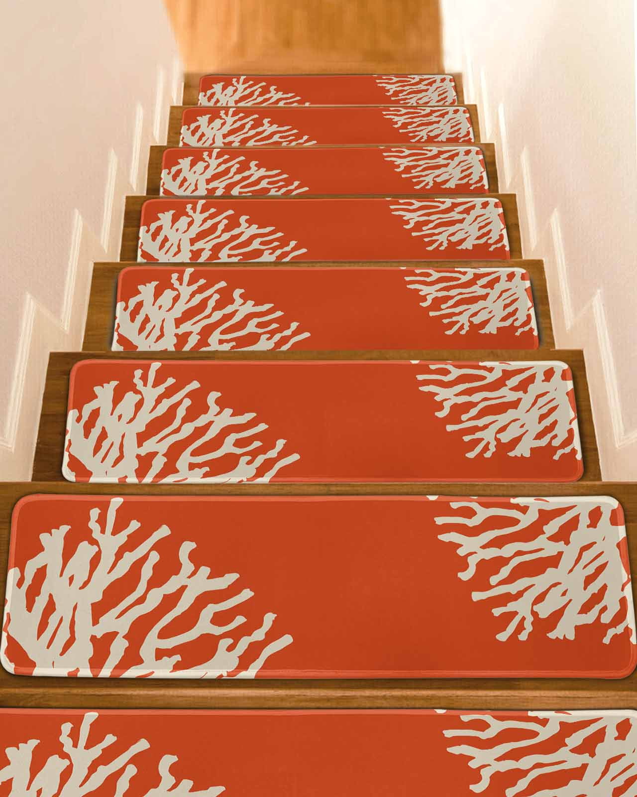 Coral Orange Stair Treads for Wooden Steps Indoor Runner Rug Carpet ...