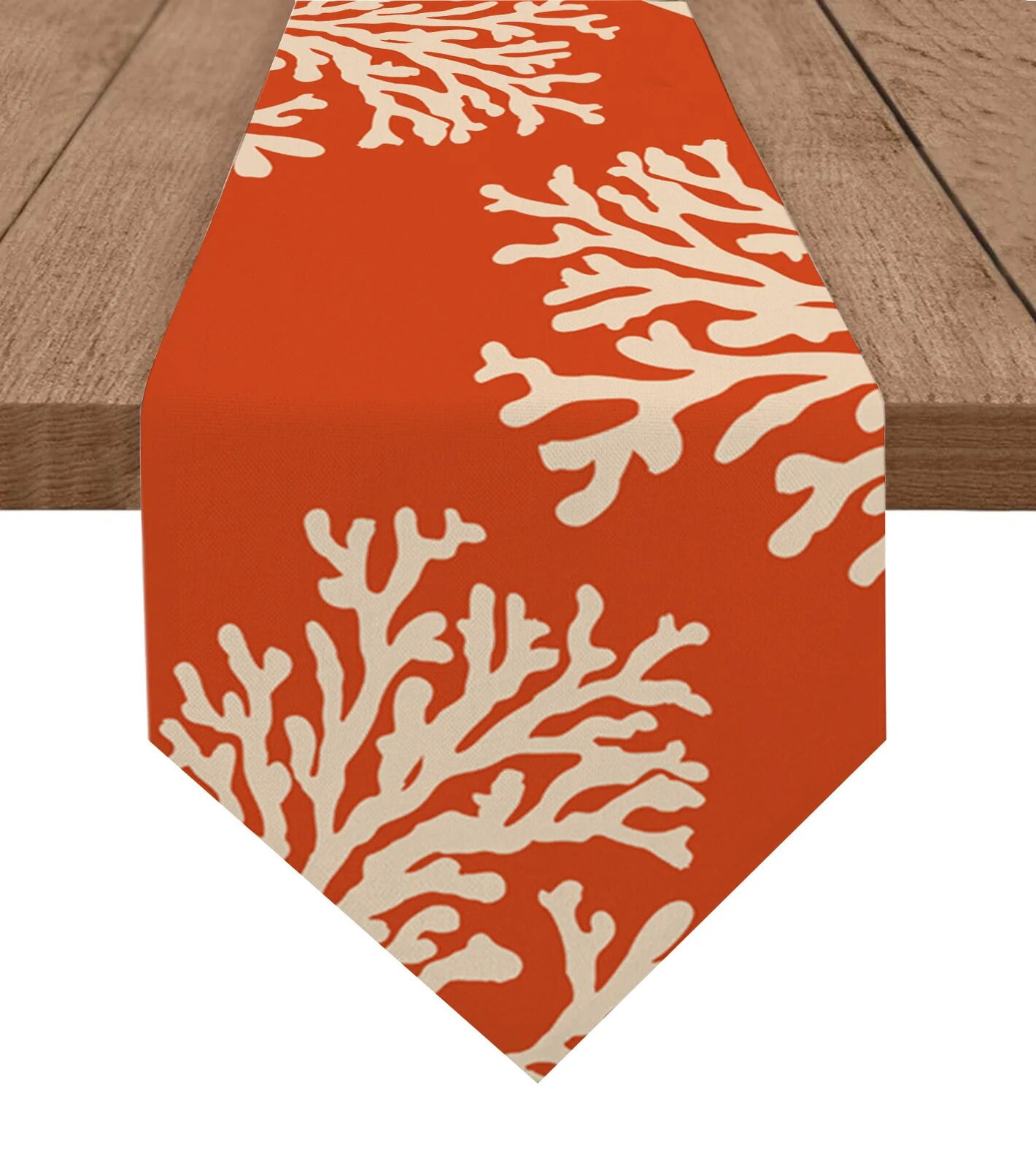 Coral Orange Table Runner Wedding Party Dining Table Runner Placemat ...