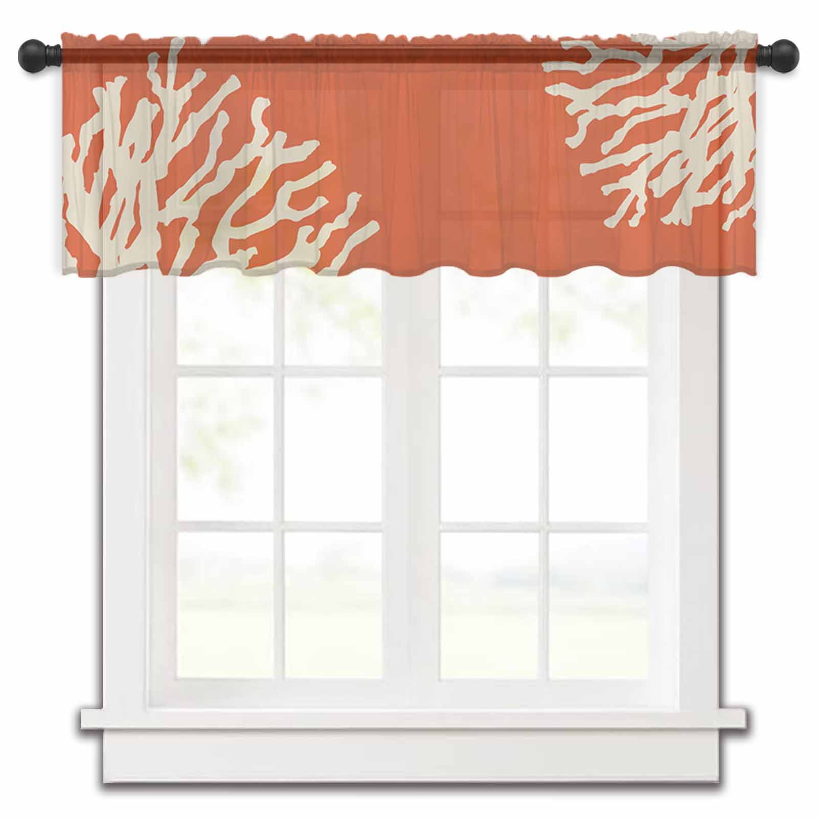 Coral Orange Valance Curtains for Kitchen/Living Room/Bathroom/Bedroom ...