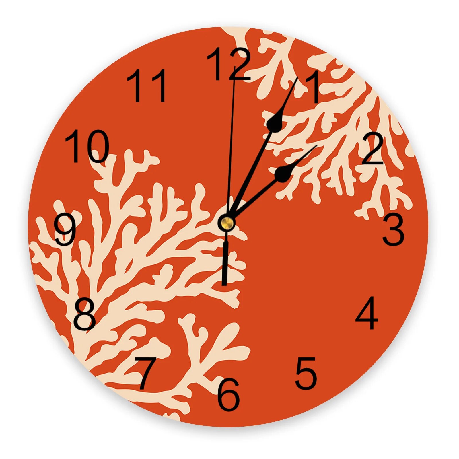 Coral Orange Wall Clock Large Modern Kitchen Dinning Round Wall Clocks ...