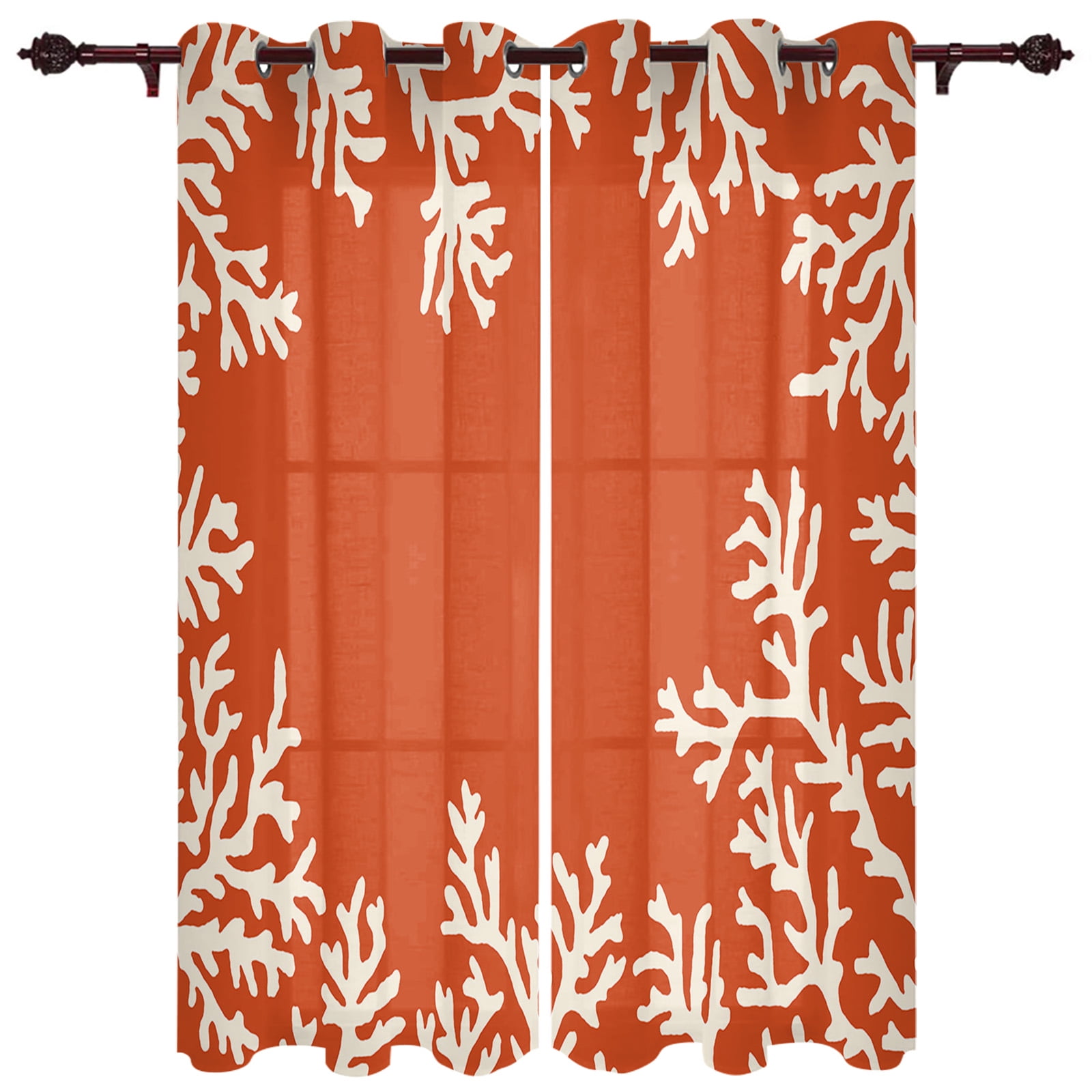 Coral Orange Window Curtains for Living Room Luxury Curtains Coffee ...