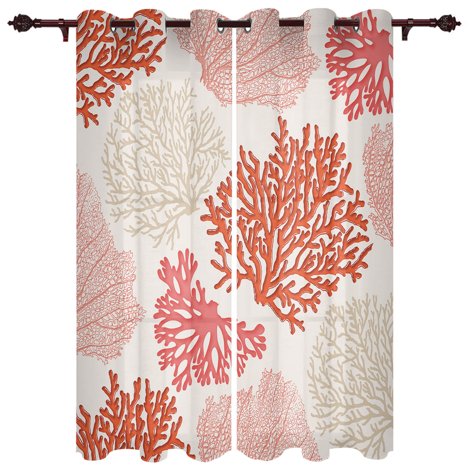 Coral Orange Window Curtains for Living Room Luxury Curtains Coffee ...