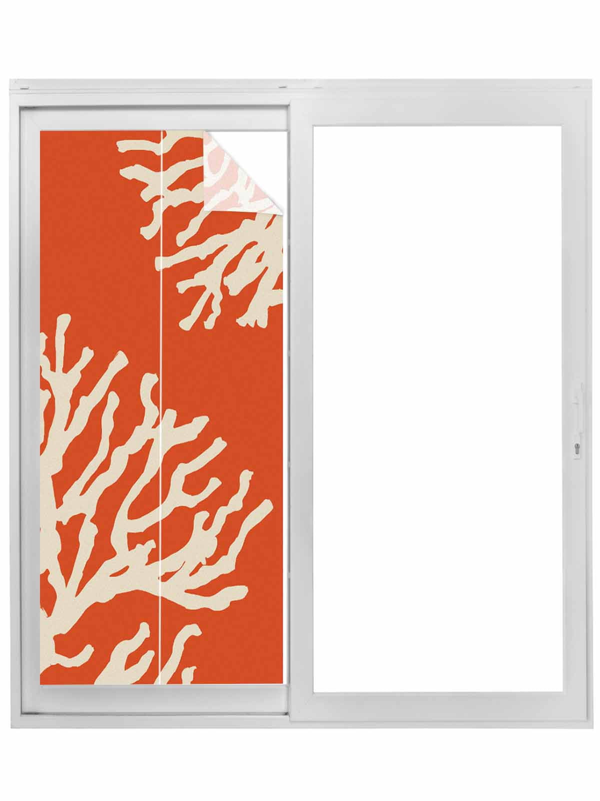 Coral Orange Window Privacy Film, Coastal White Ocean Marine Nautical ...