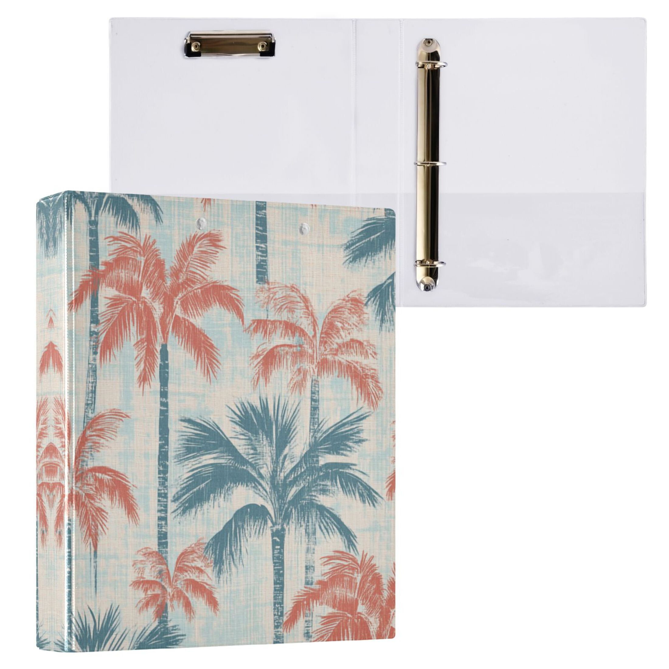 Coral Palm Trees 3 Ring Hardcover Binders 1.5in Round Rings for Letter ...