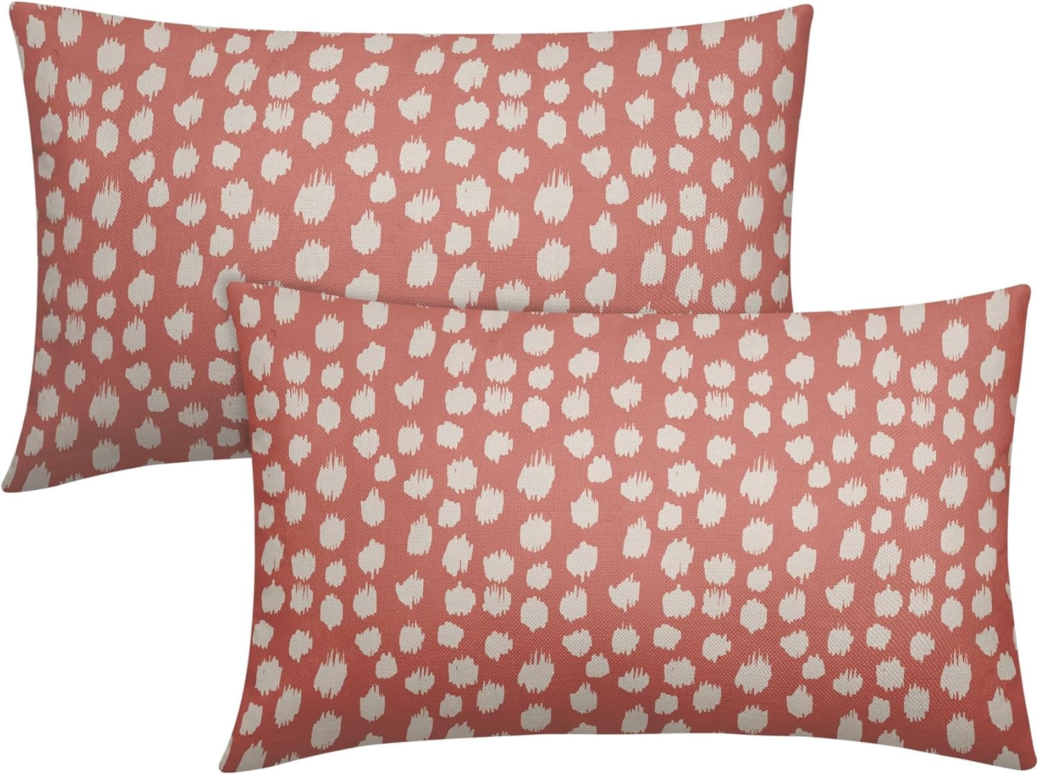Coral Pink Cream Dots Lumbar Pillow Covers 12x20 Set of 2 Boho Design ...