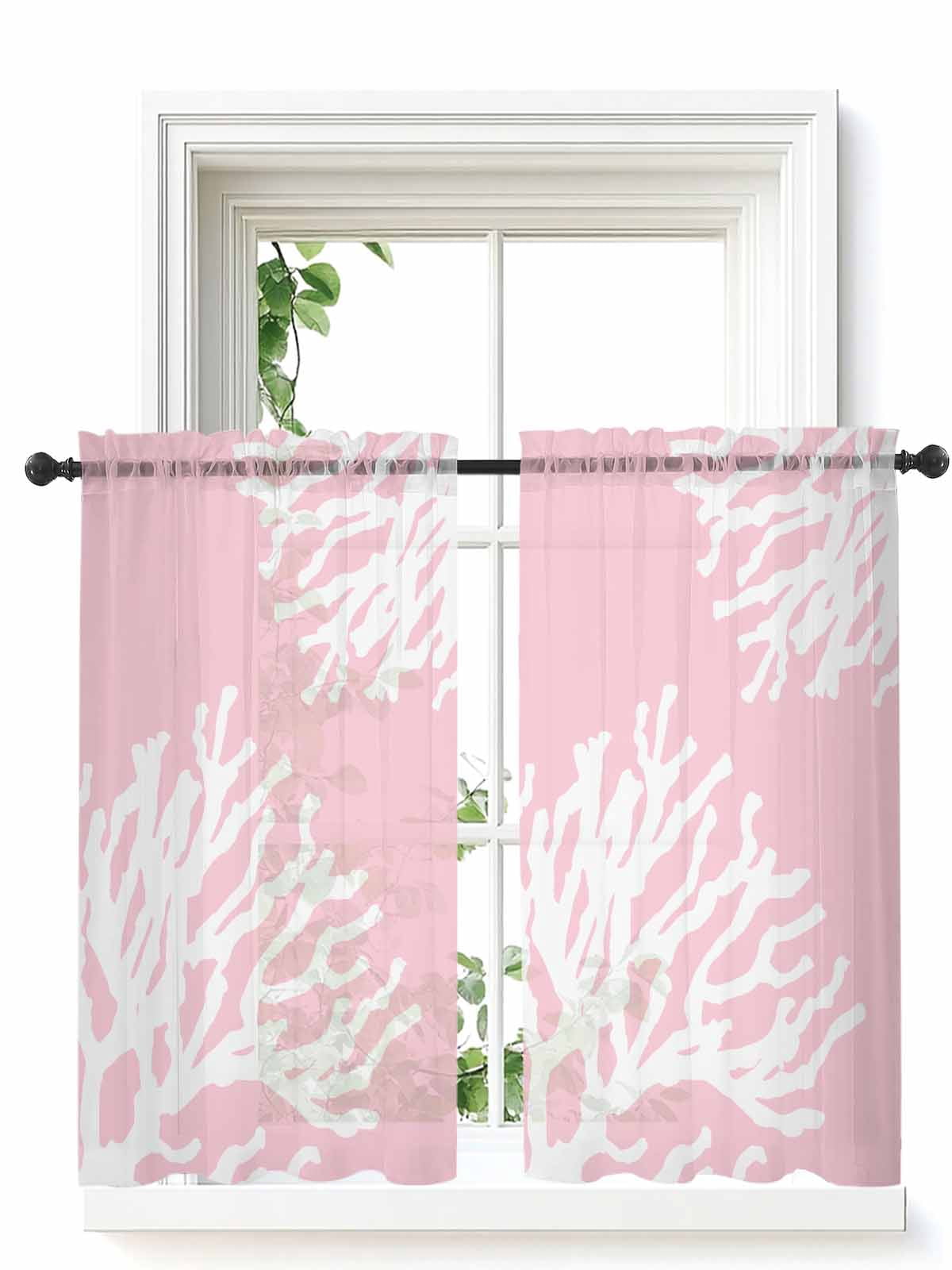 Coral Pink Curtains 54 Inch Length,Sheer Curtains for Bedroom Living ...