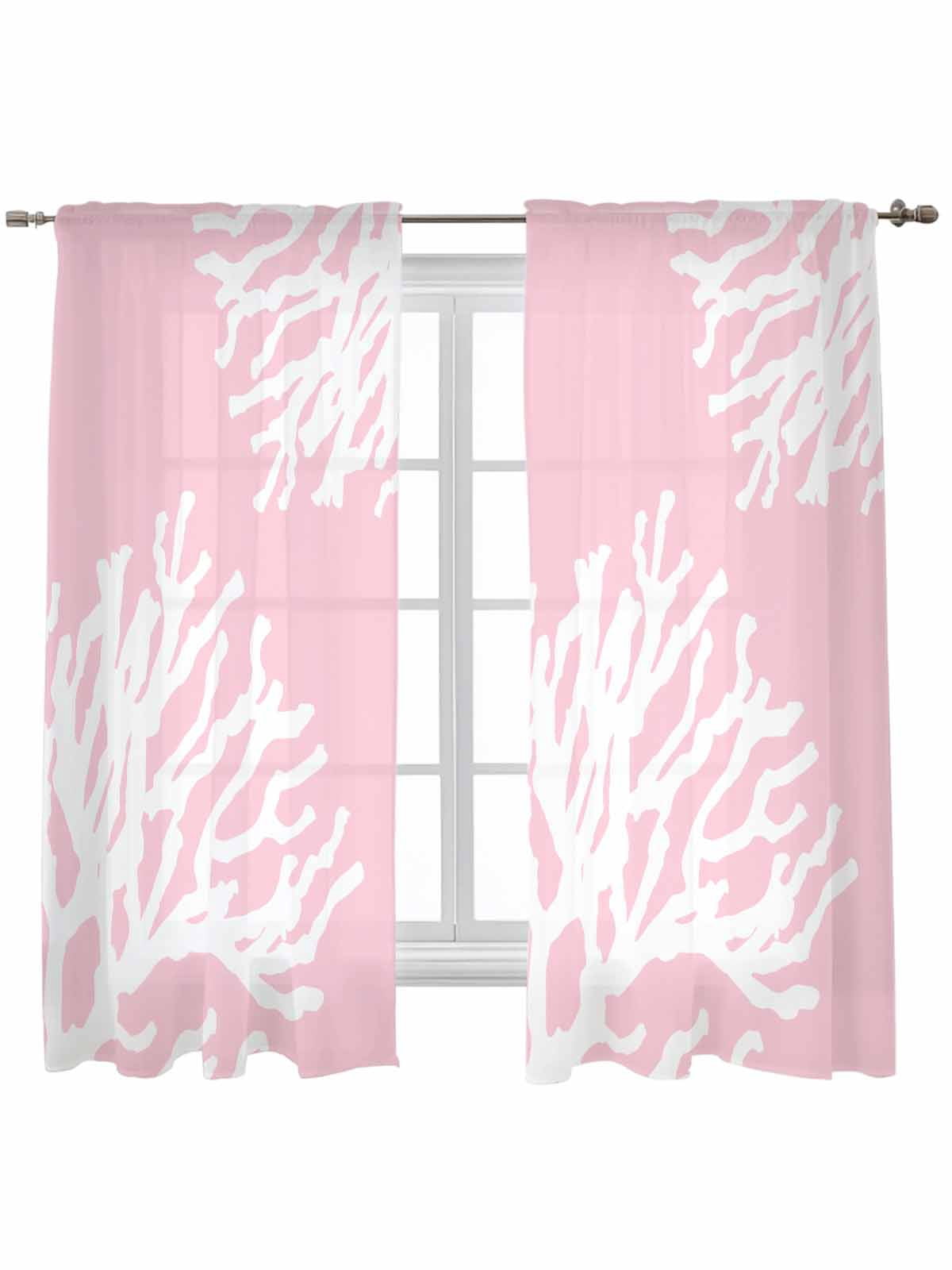 Coral Pink Curtains 72 Inch Length,Sheer Curtains for Bedroom Living ...
