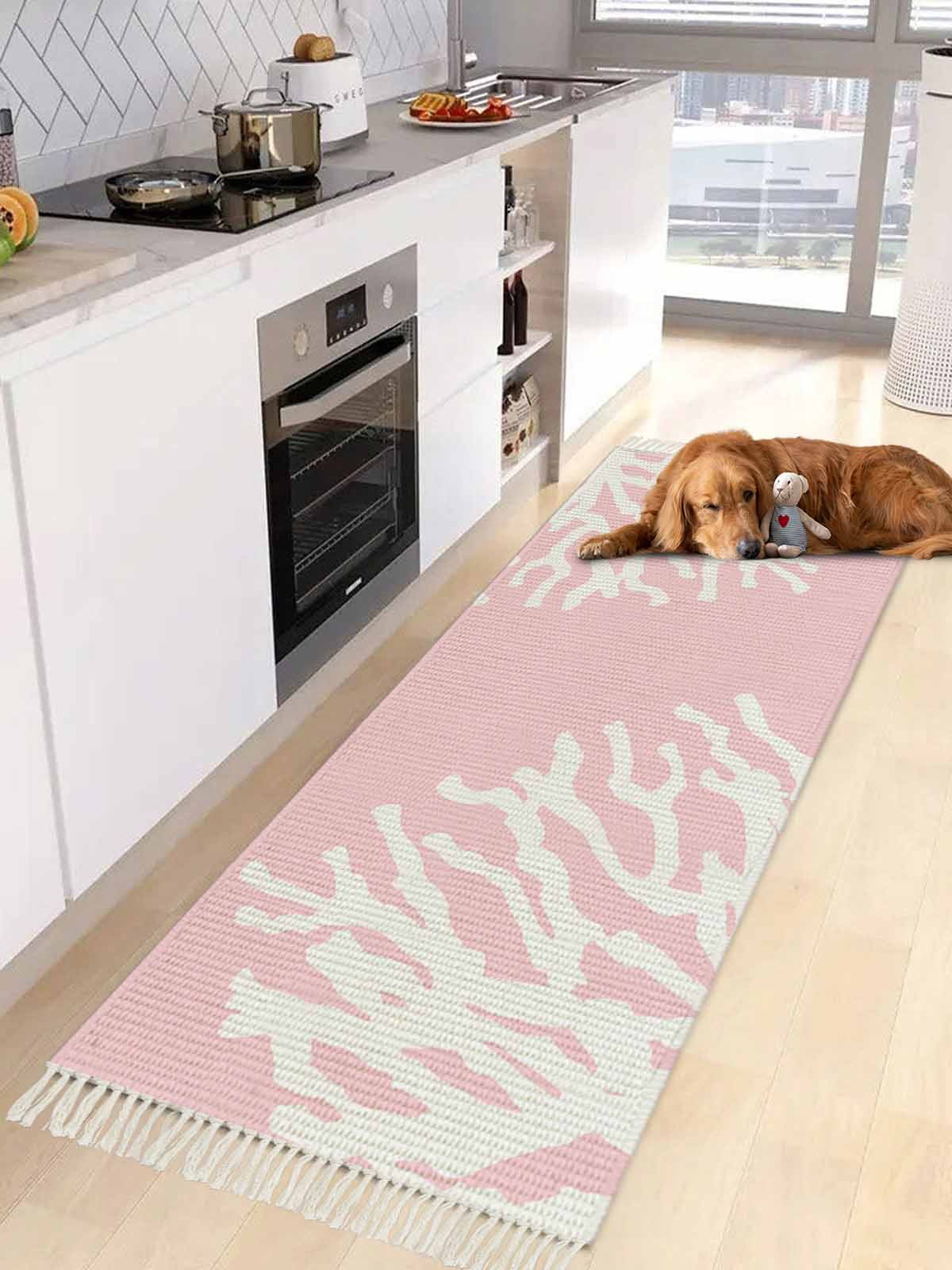 Coral Pink Entryway Runner Rug 2x4ft,Coastal White Ocean Marine ...