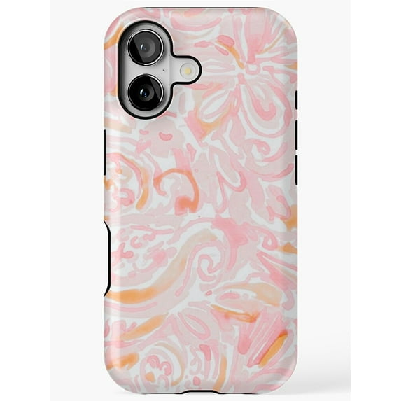 Coral Pink Floral Design iPhone Case Compatible with iPhone 11 12 13 14 ...