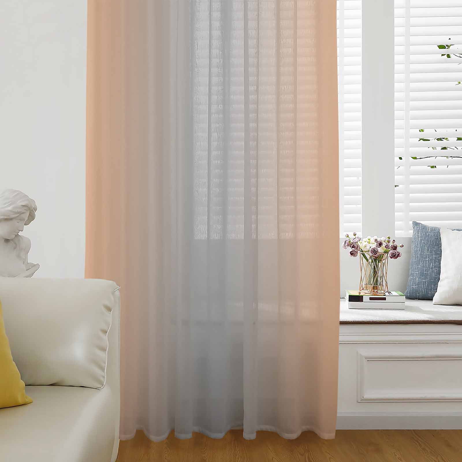 Coral Pink and Gray Window Curtain 72 Inches Long,Ombre Minimalist ...
