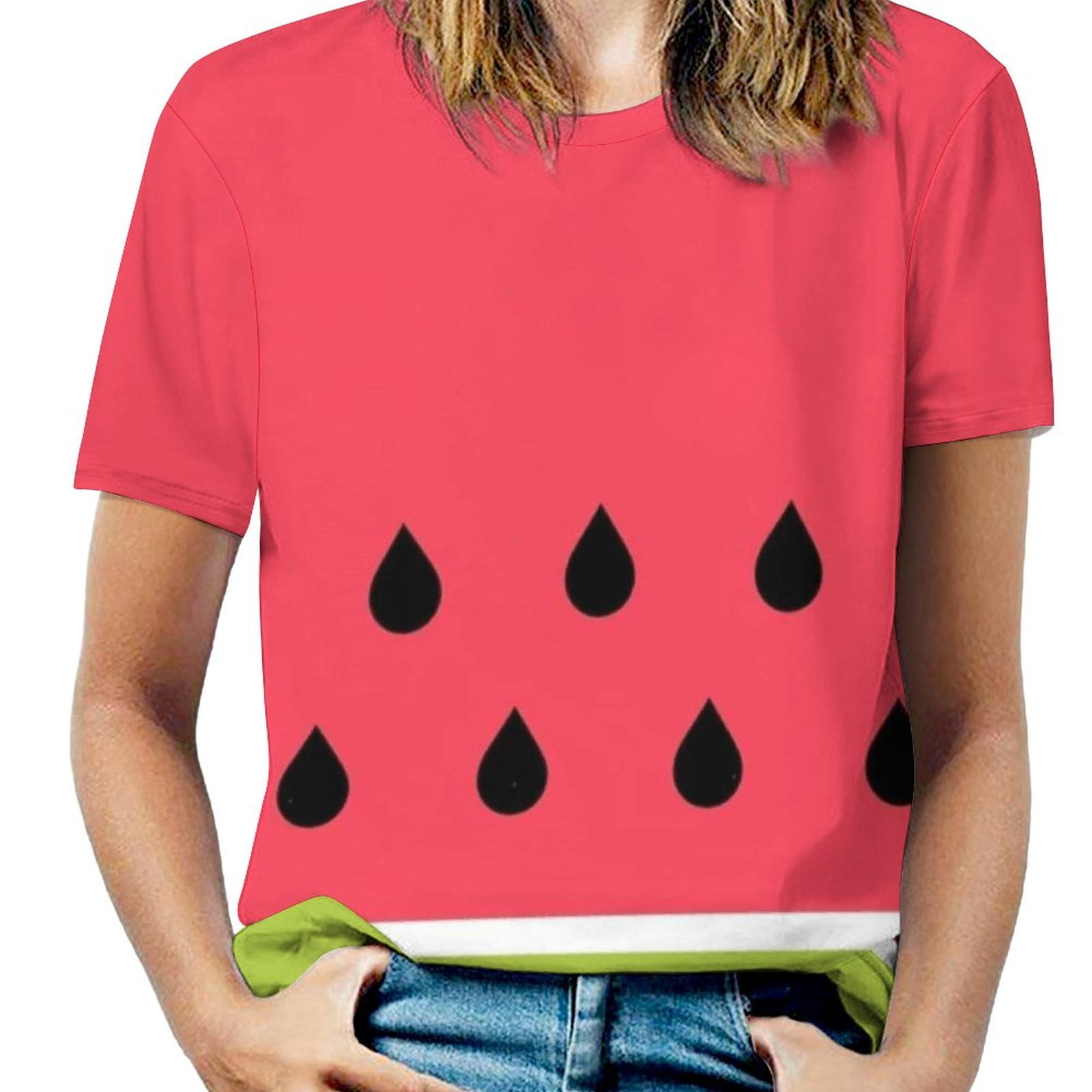 Coral Pink Green Summer Watermelon Fruit Stripe Pattern New Fashion Zip ...